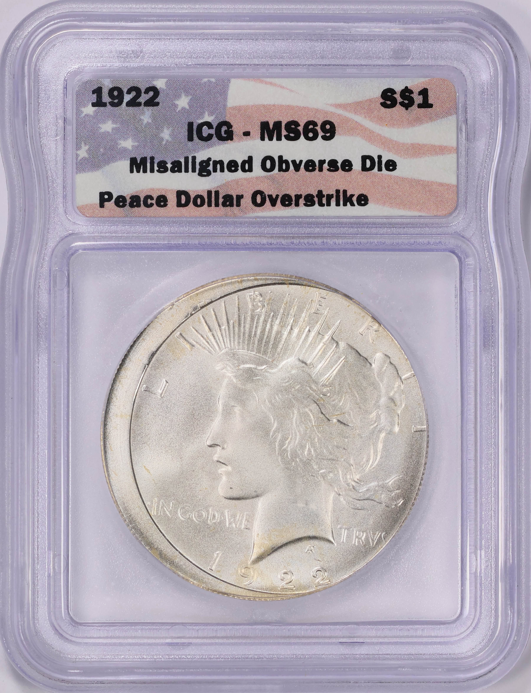 1922 Peace Dollar Design Daniel Carr Token Misaligned Obverse Die ...