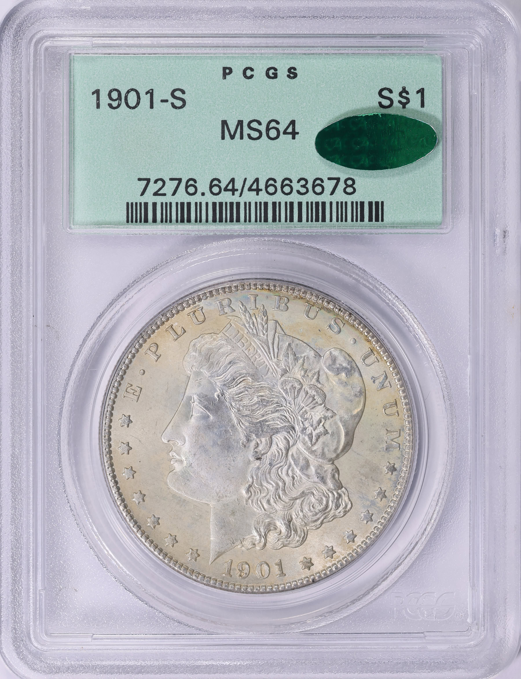 1901-S Morgan Silver Dollar PCGS MS-64 (CAC Green) OGH (Item 1903526) | GreatCollections Coin ...