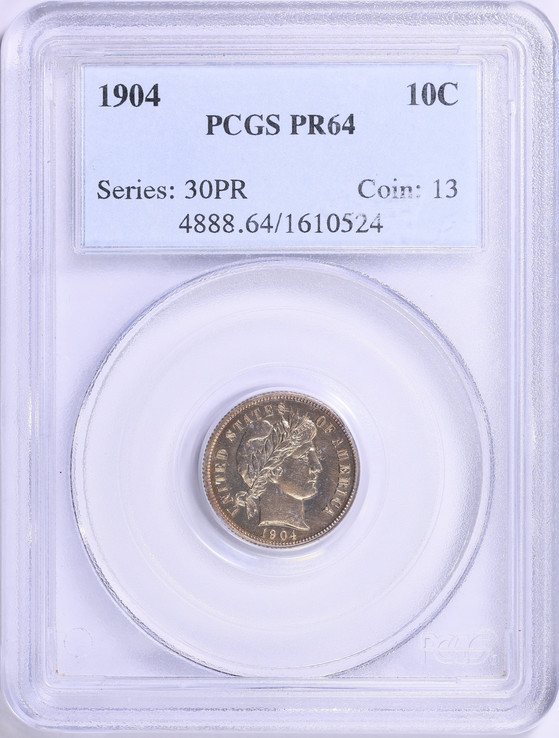 1904 Barber Dime PCGS Proof-64 (Toned) (Item 1903647 ...