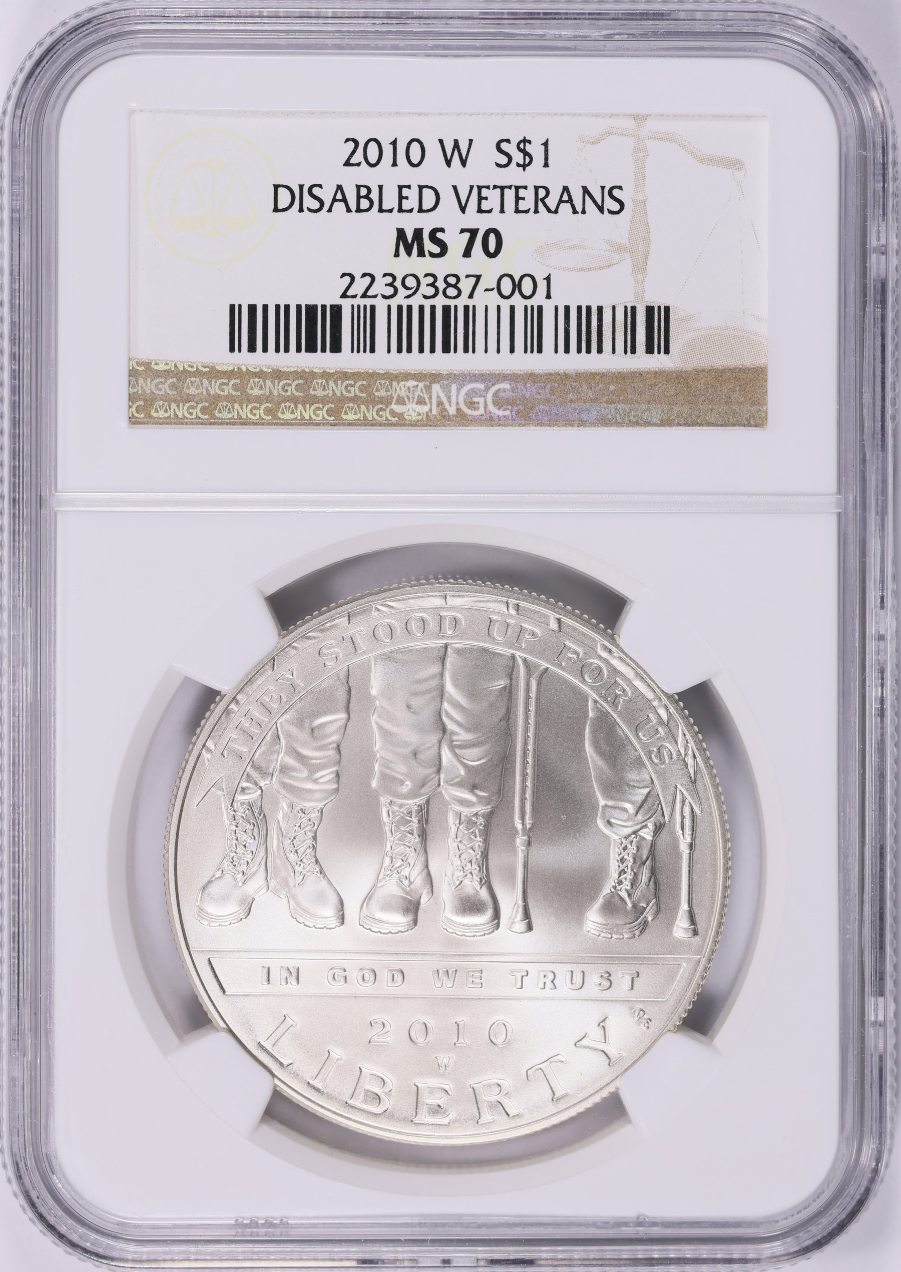 2010-W American Veterans Disabled for Life Silver Dollar NGC MS-70 ...