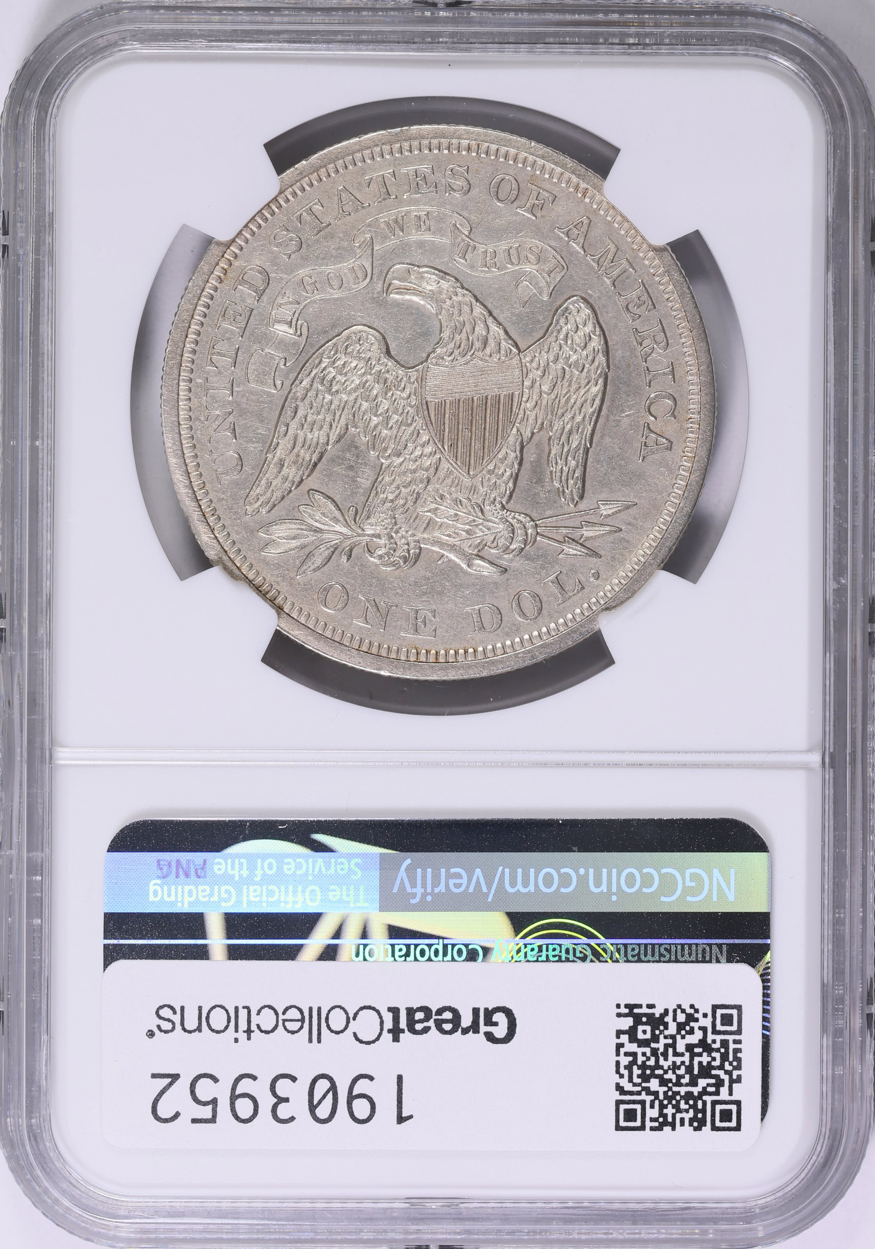 1866 Seated Liberty Silver Dollar Motto NGC AU Details (Item 1903952 ...