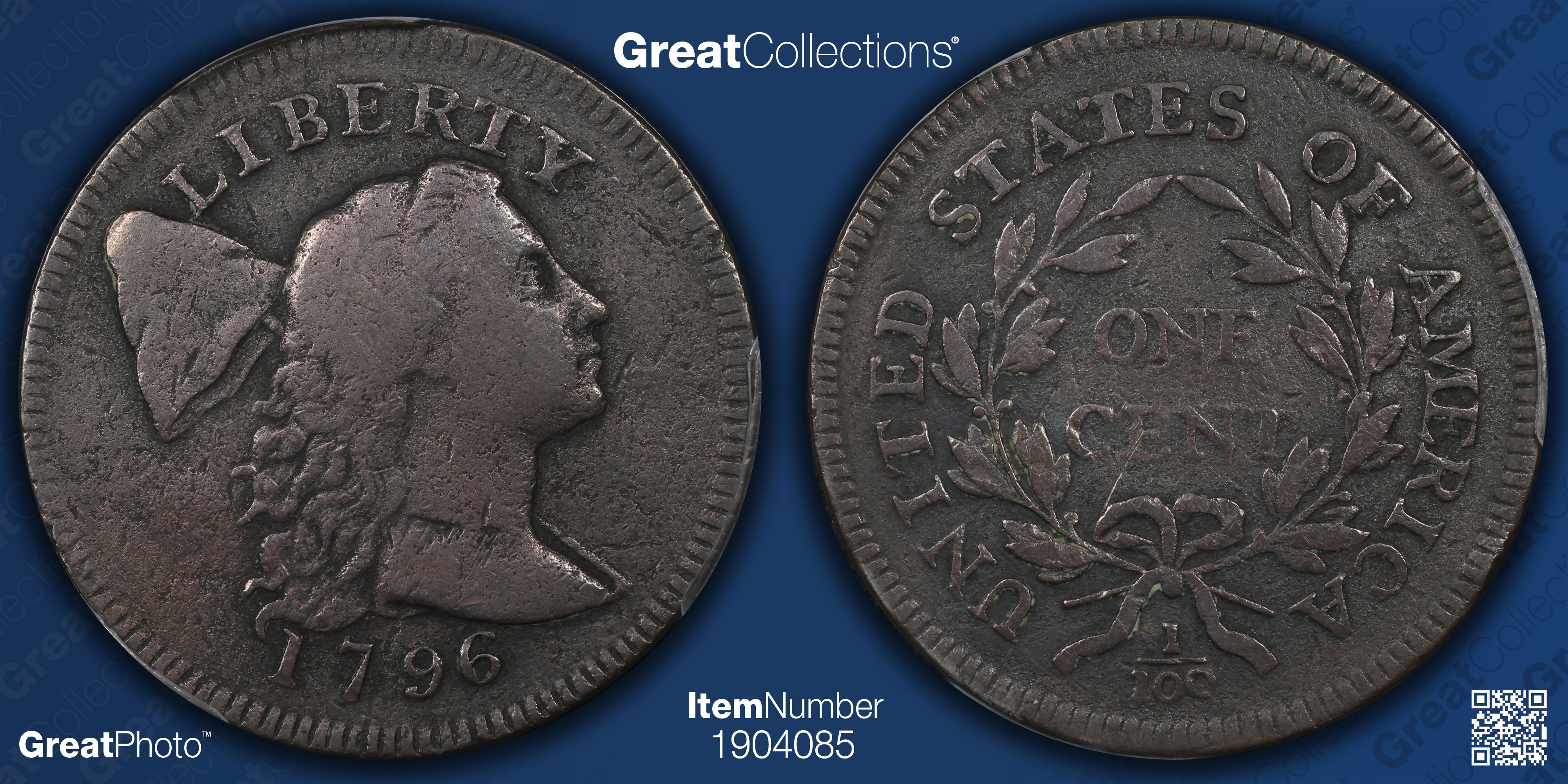 1796 Liberty Cap Cent Liberty Cap Sheldon 83 PCGS F-15 BN (Item 1904085 ...