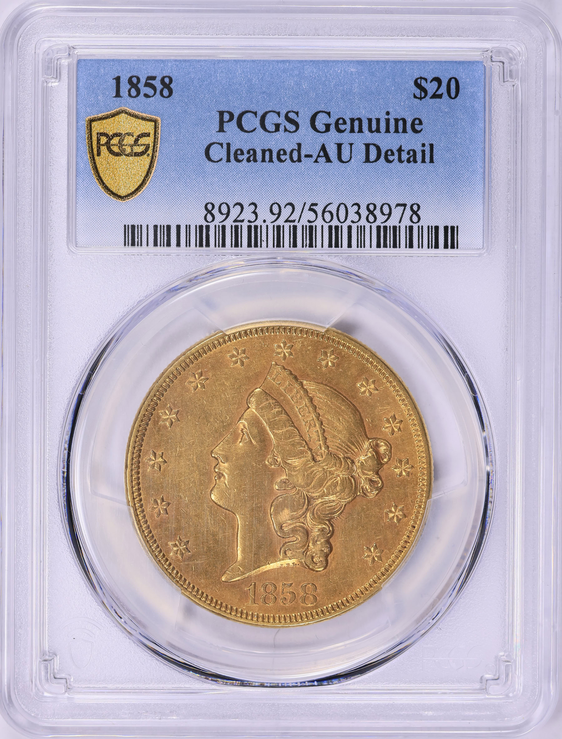 1858 Liberty Gold Double Eagle PCGS Genuine AU Details (Item 1904178 ...