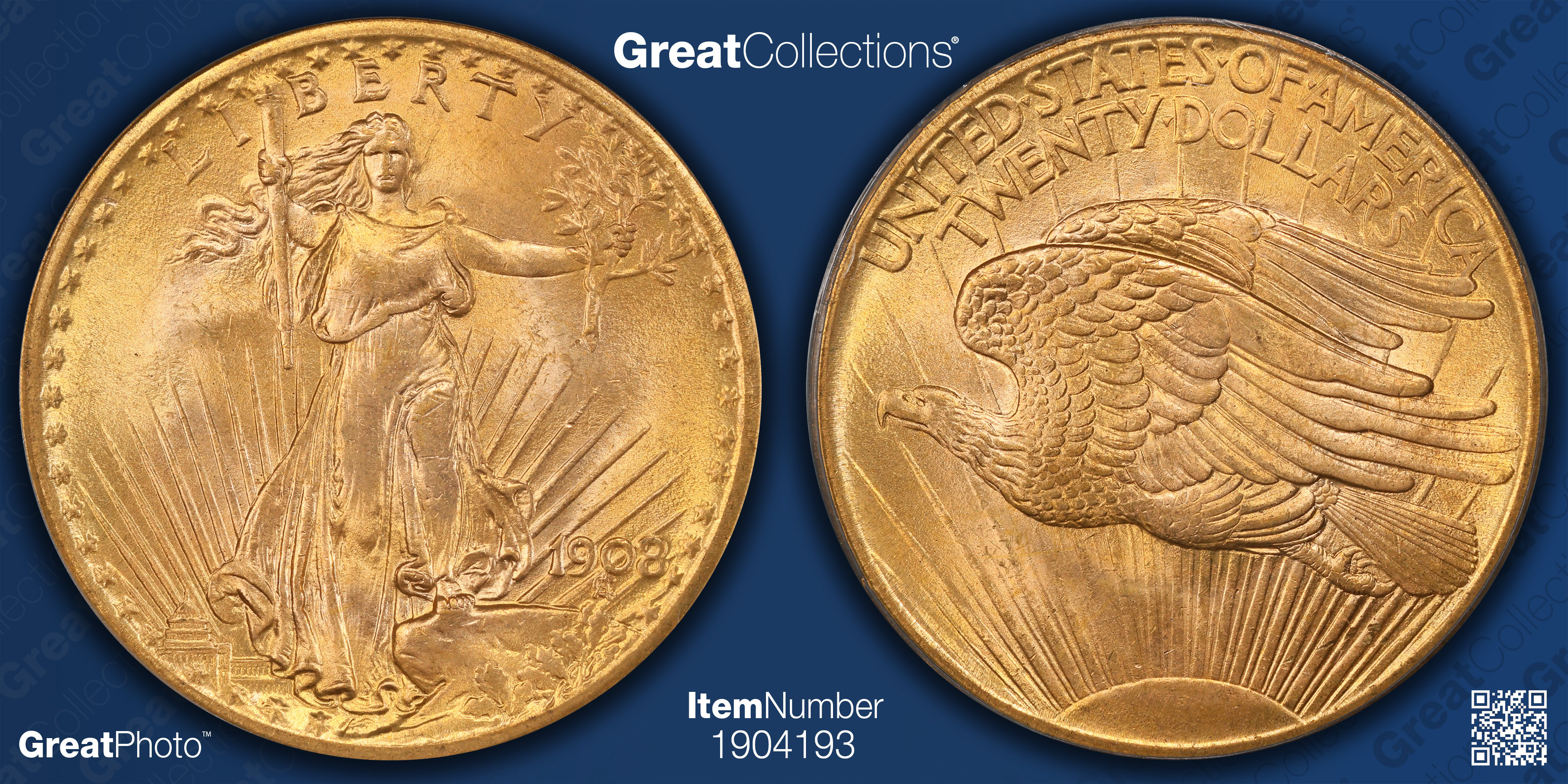 1908 Saint-Gaudens Gold Double Eagle No Motto Wells Fargo Nevada Gold ...