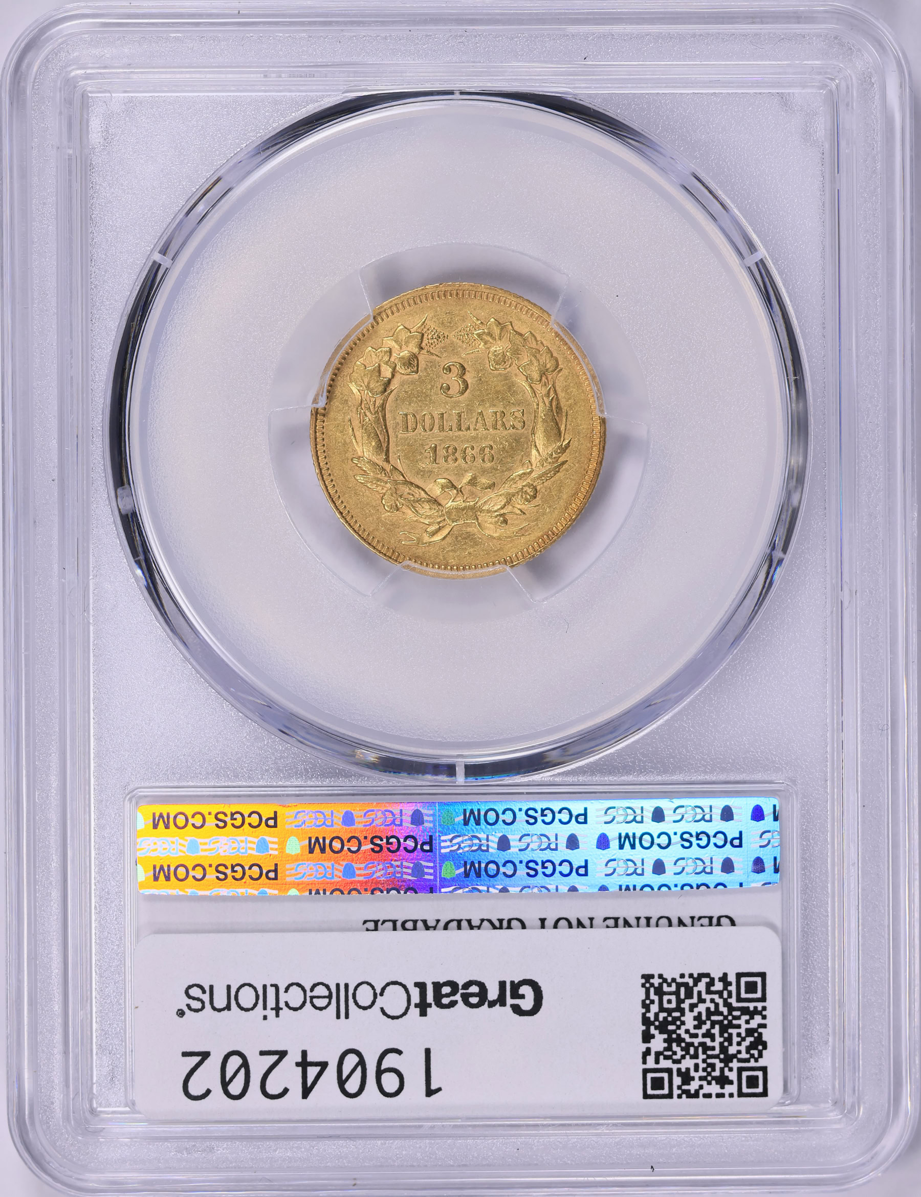 1866 Three-Dollar Gold Piece PCGS Genuine AU Details (Item 1904202 ...