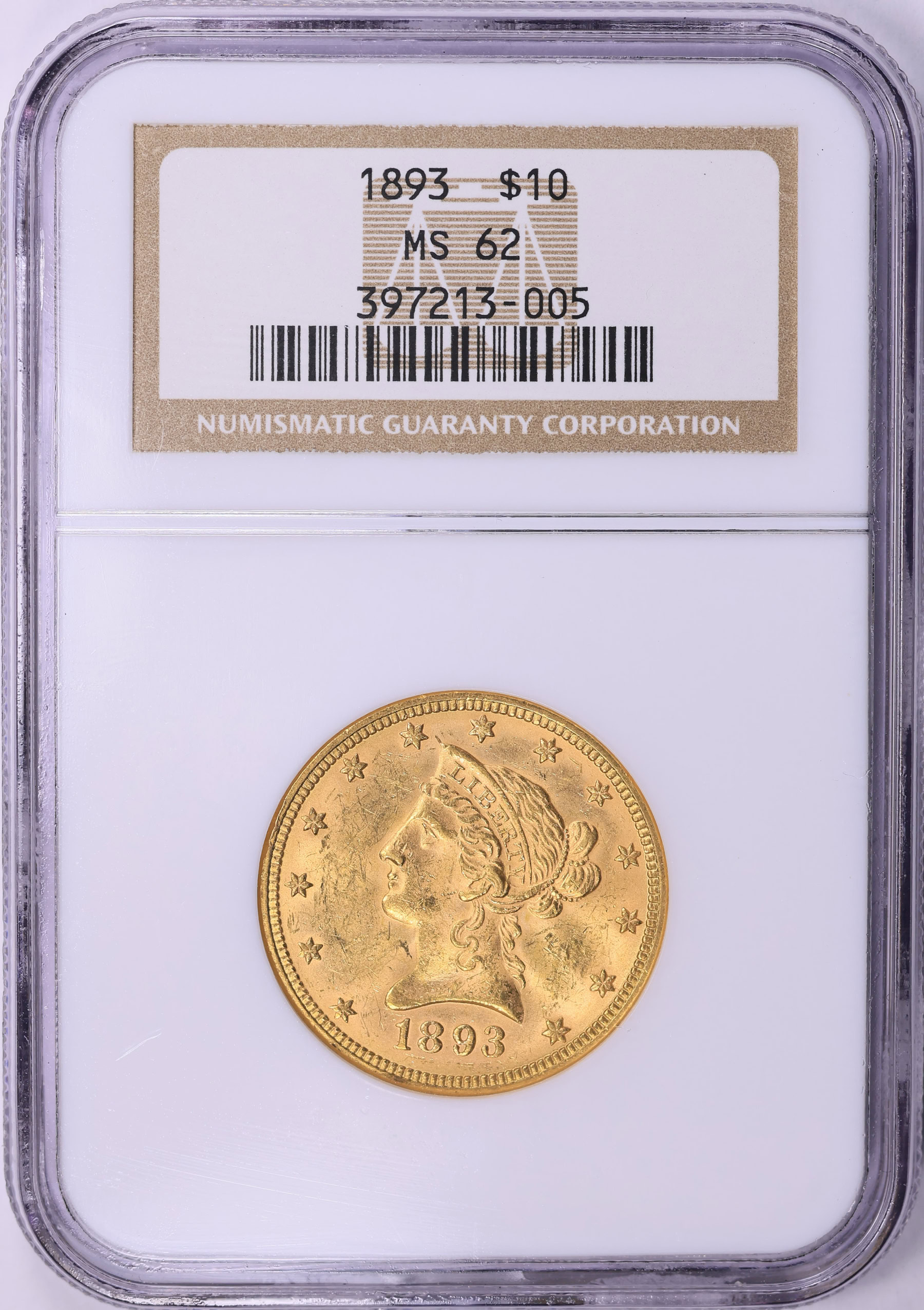 1893 Liberty Gold Eagle NGC MS-62 (Item 1904271) | GreatCollections ...