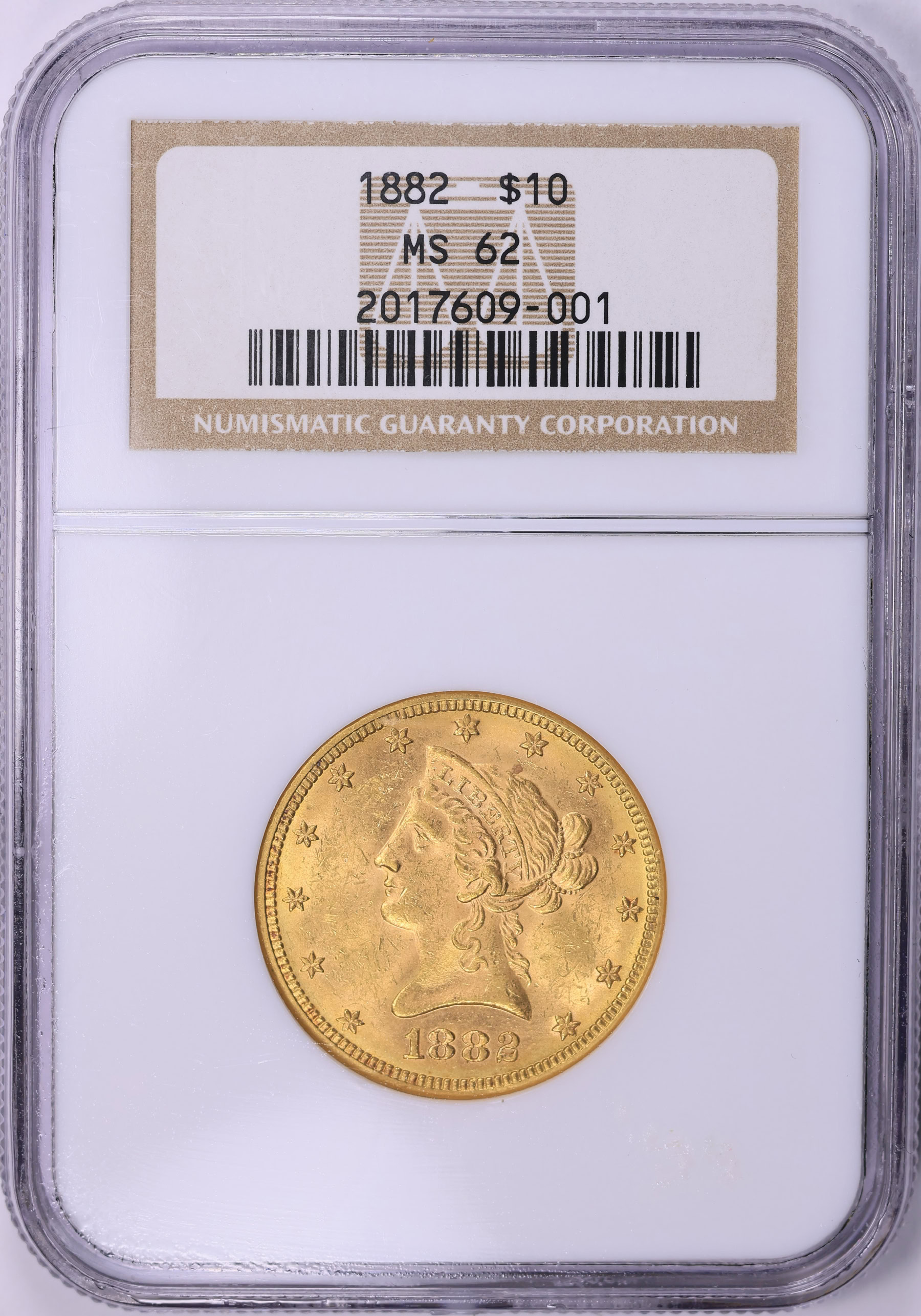 1882 Liberty Gold Eagle NGC MS-62 (Item 1904277) | GreatCollections ...