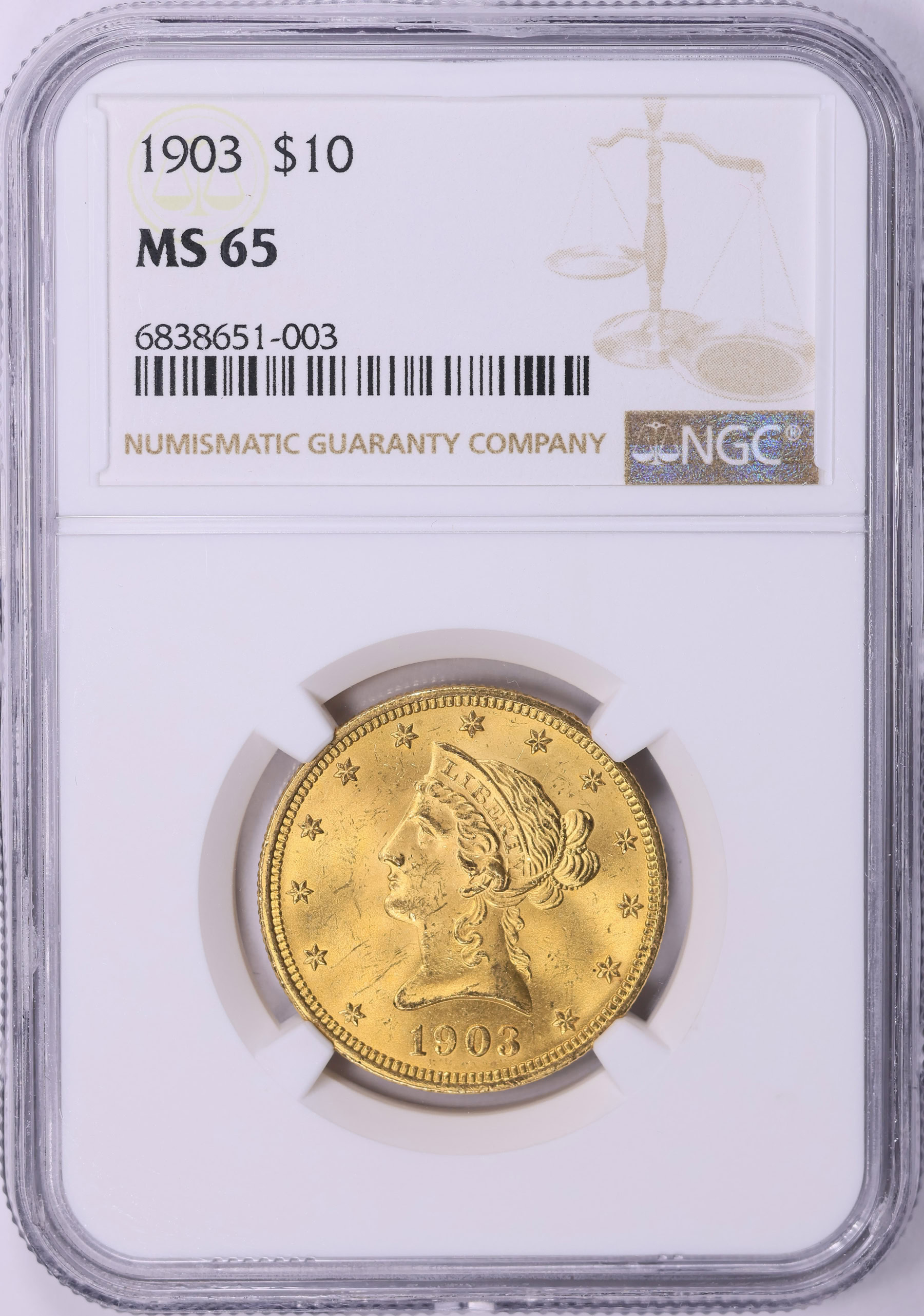 1903 Liberty Gold Eagle NGC MS-65 (Item 1904281) | GreatCollections ...