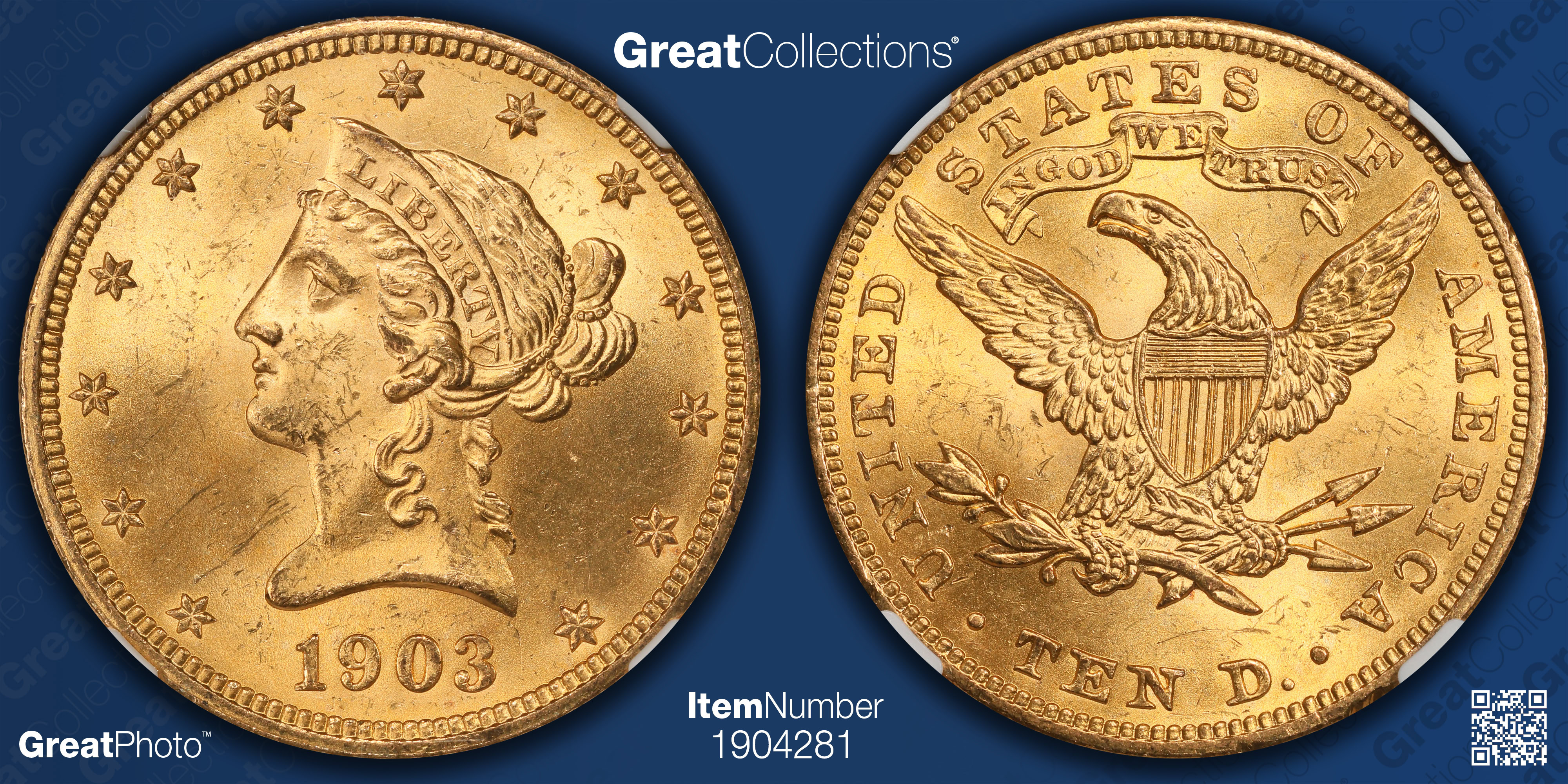 1903 Liberty Gold Eagle NGC MS-65 (Item 1904281) | GreatCollections ...