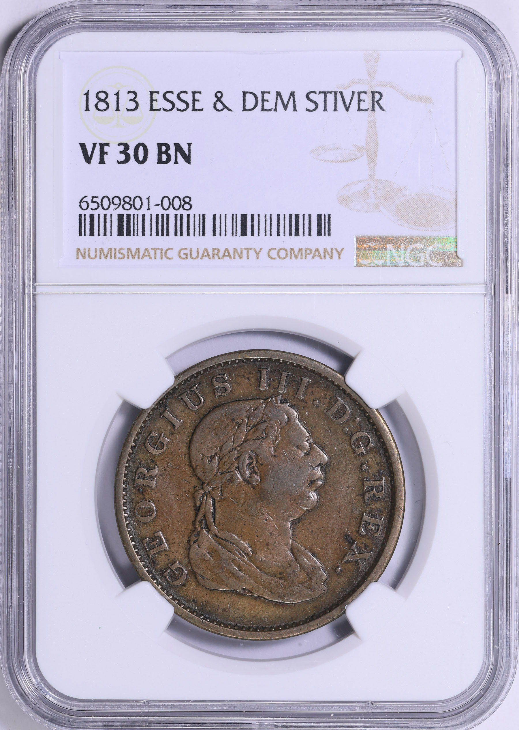 Essequibo & Demerary 1813 Stiver KM-10 NGC VF-30 BN | NGC Cert #6509801 ...
