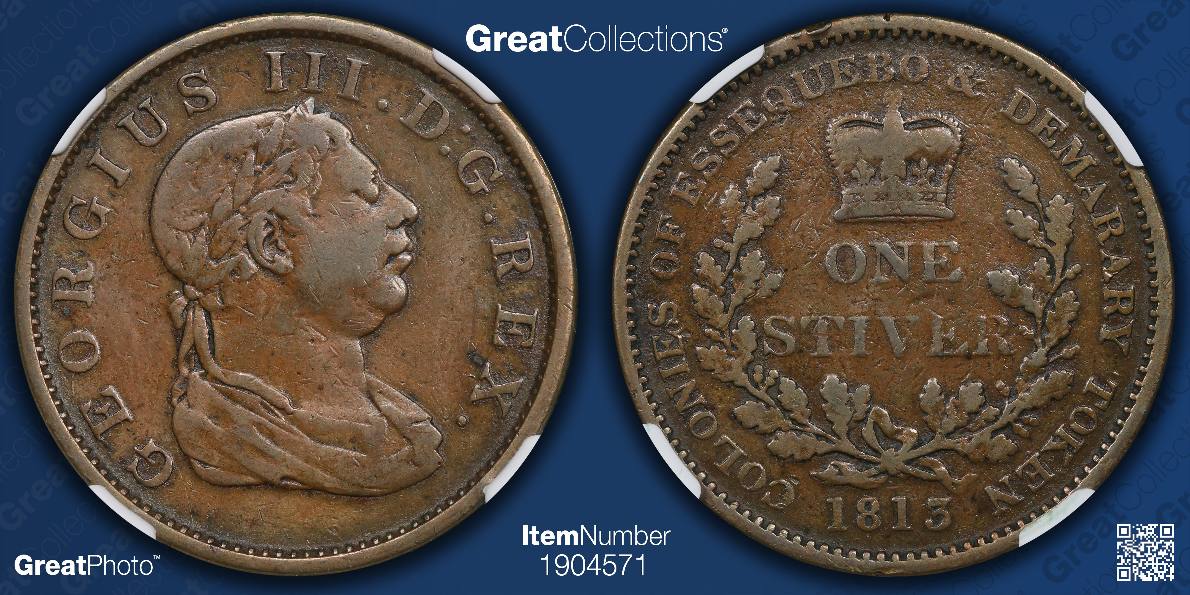 Essequibo & Demerary 1813 Stiver KM-10 NGC VF-30 BN | NGC Cert #6509801 ...