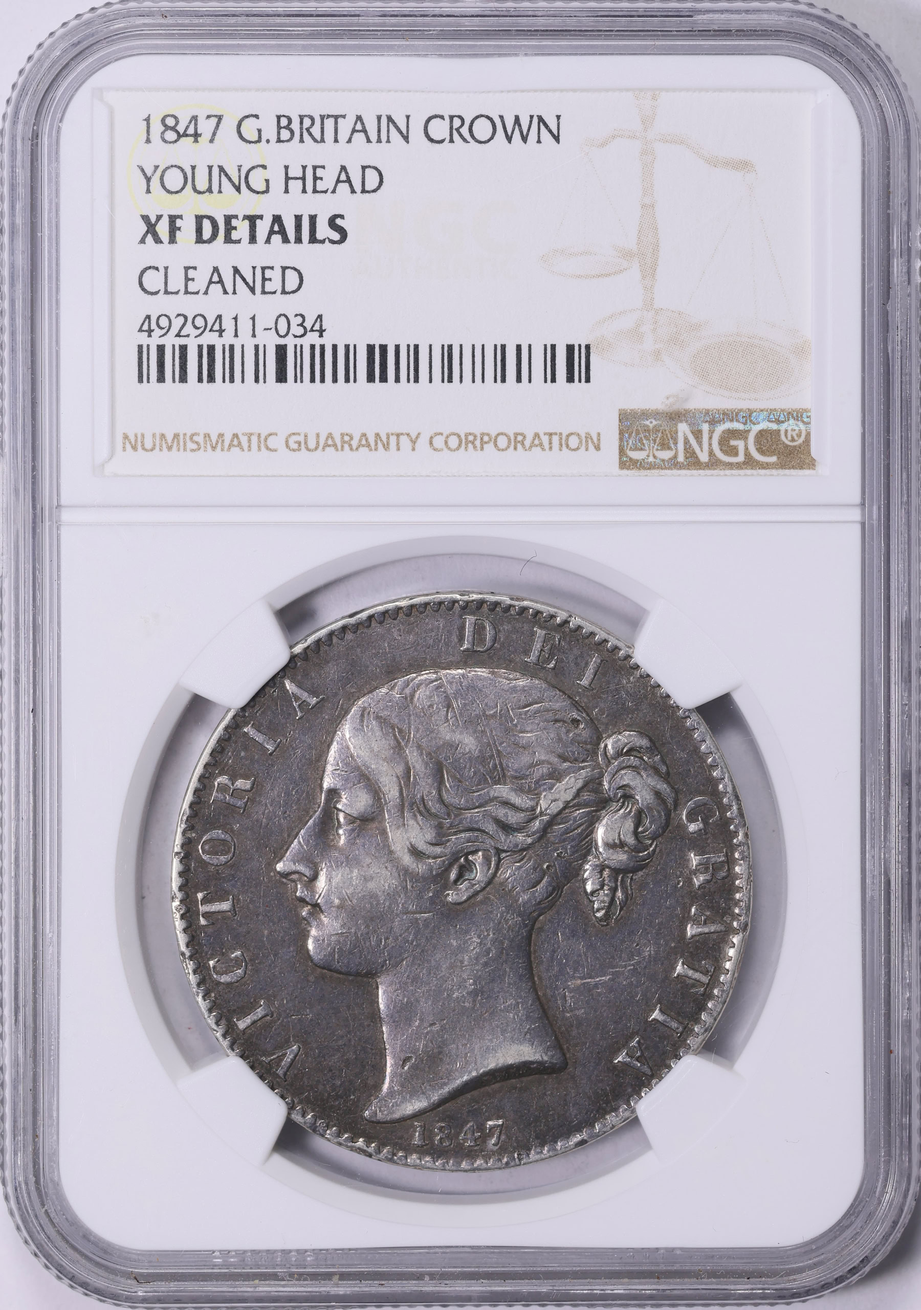 Great Britain 1847 Silver Crown KM-741 NGC XF Details (Item 1904589 ...