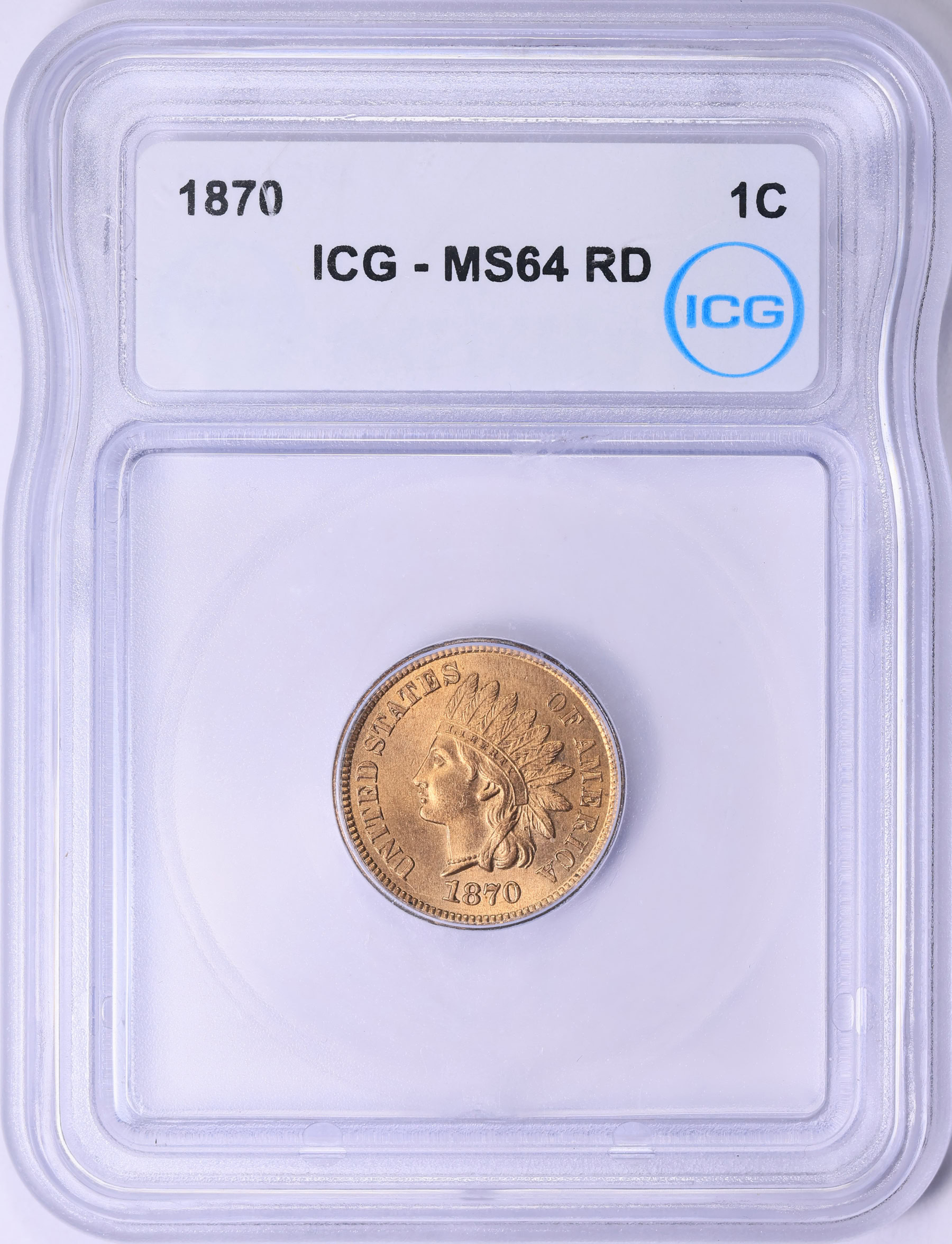 1870 Indian Cent ICG MS-64 RD (Item 1904652) | GreatCollections Coin Auctions