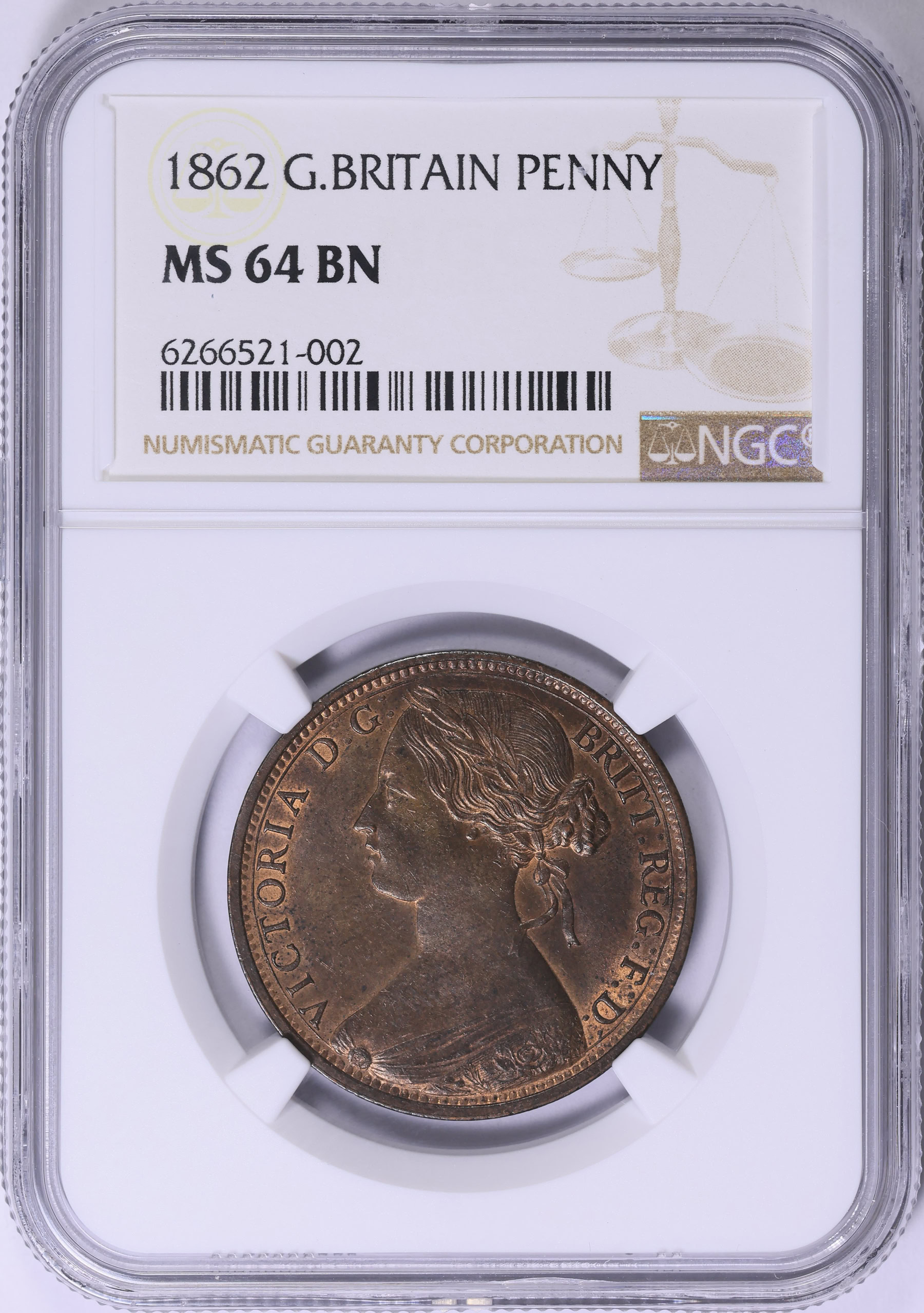 Great Britain 1862 Penny Without L.C.WYON on Obverse KM-749.2 NGC MS-64 ...