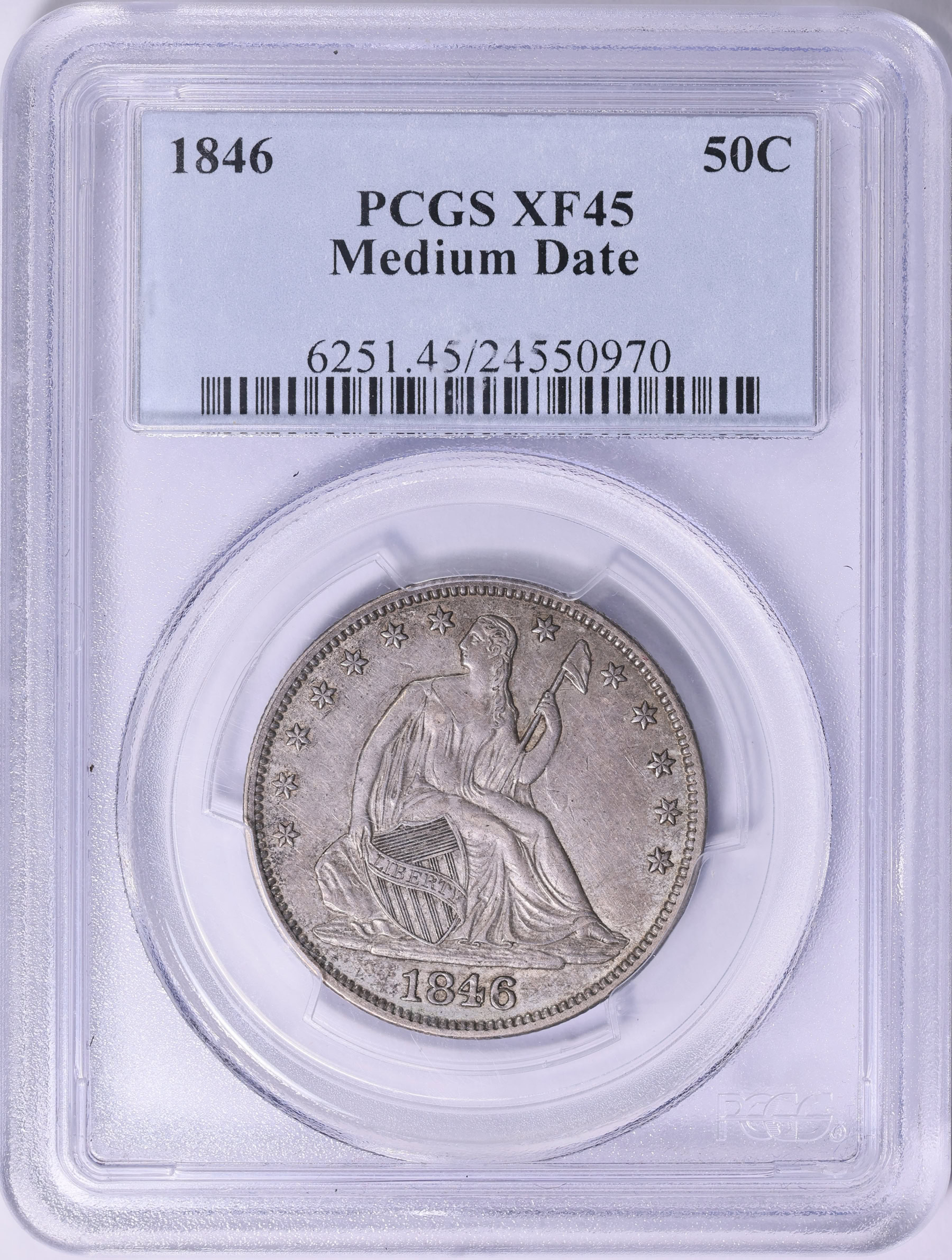 1846 Seated Liberty Half Dollar Medium Date PCGS XF-45 (Item 1904940) | GreatCollections Coin ...