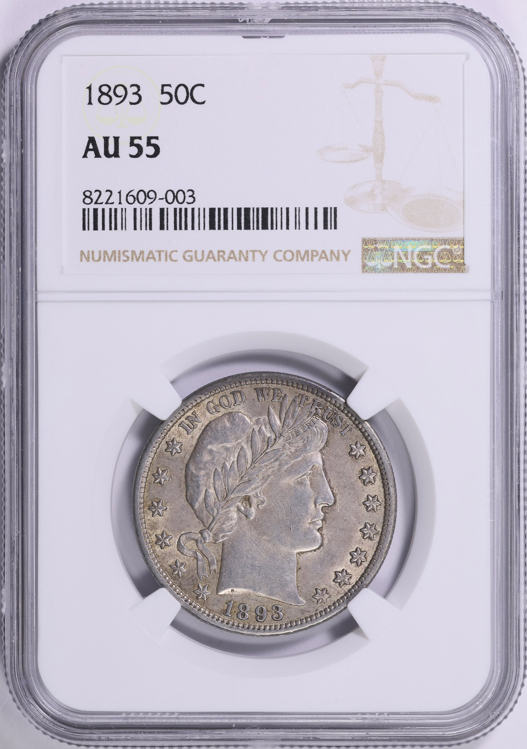 1893 Barber Half Dollar NGC AU-55 (Item 1904954) | GreatCollections Coin Auctions