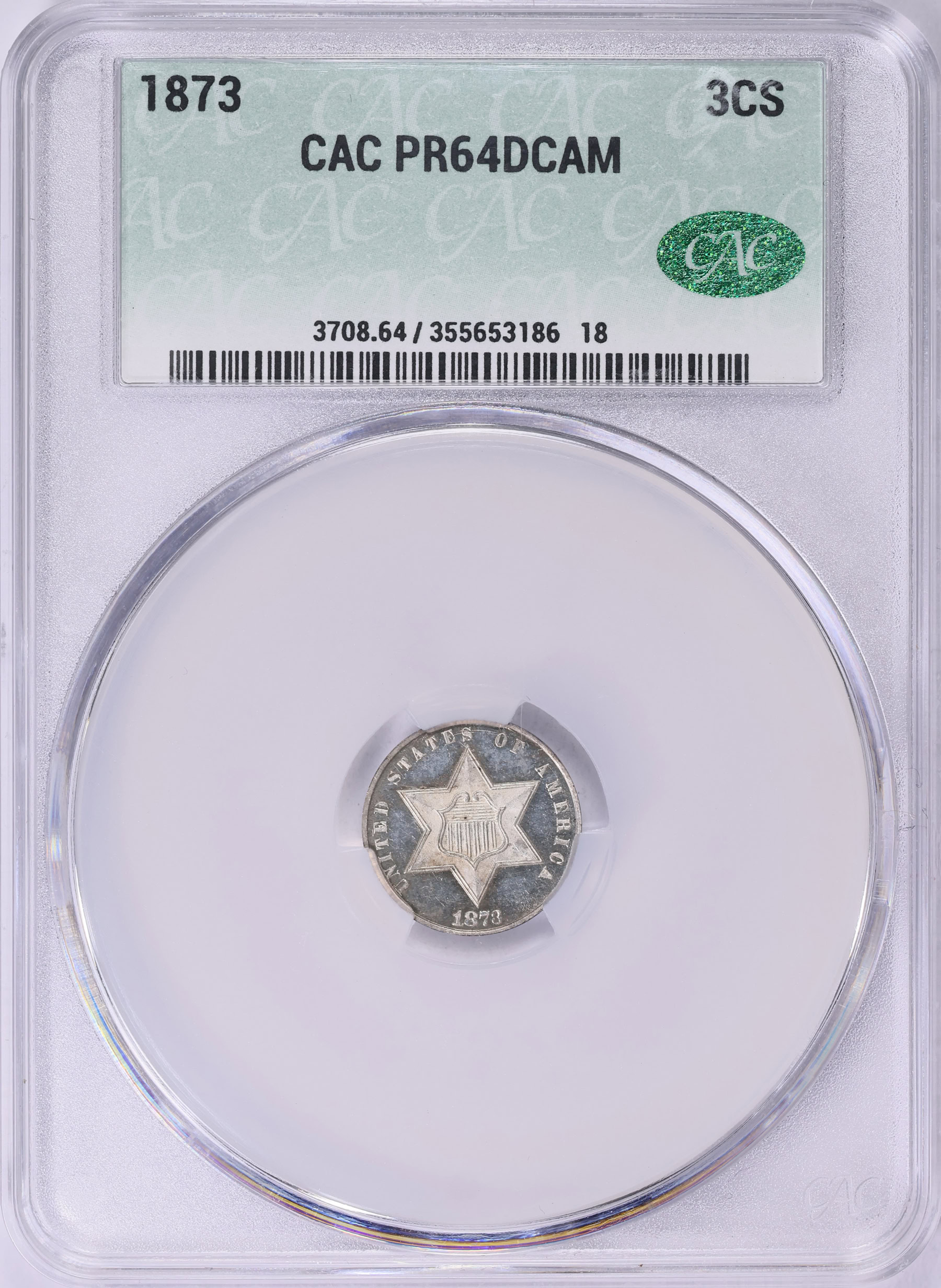 1873 Silver Three-Cent Piece CACG Proof-64 DCAM (Item 1904956 ...
