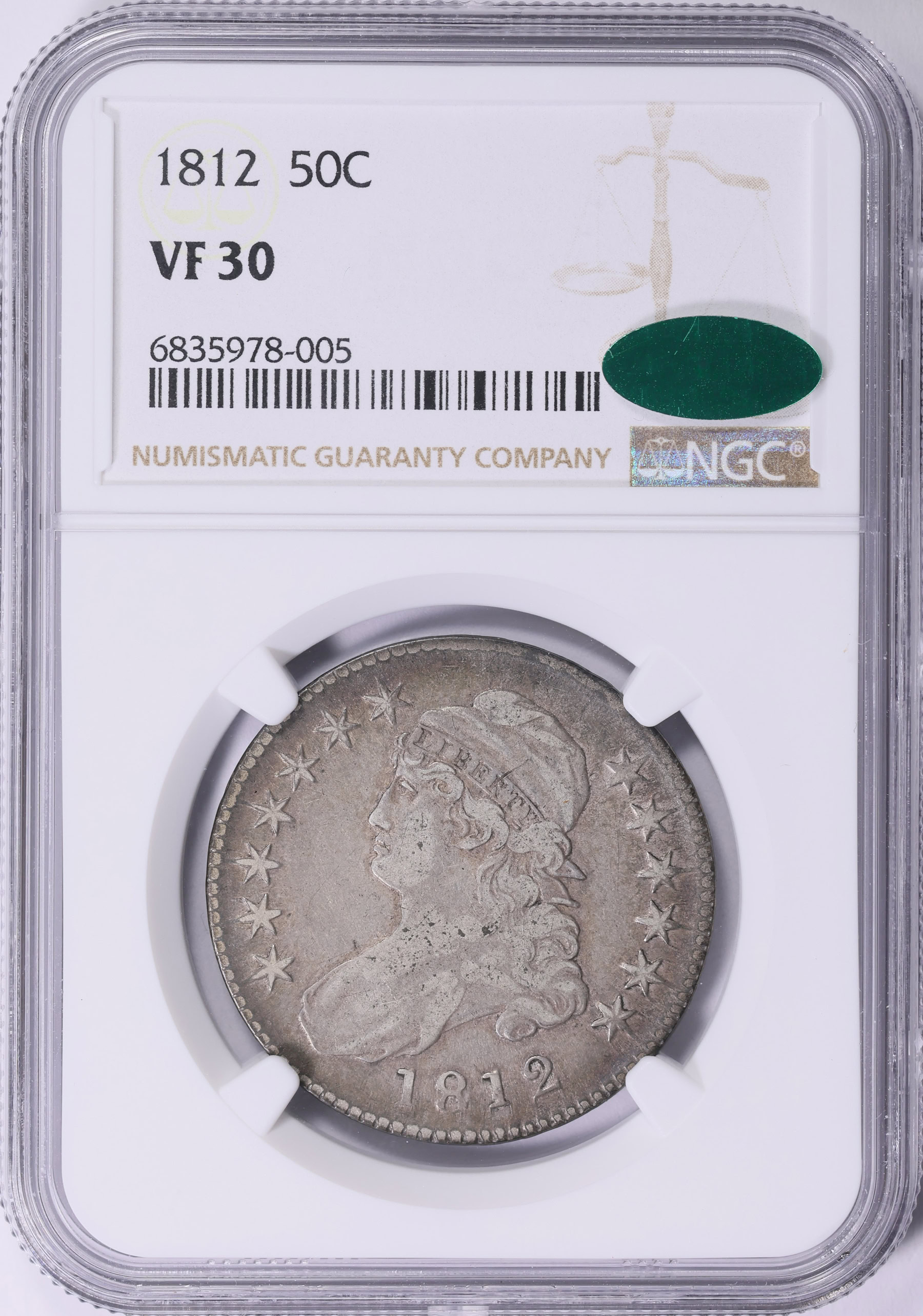 1812 Capped Bust Half Dollar NGC VF-30 (CAC Green) (Item 1905059 ...