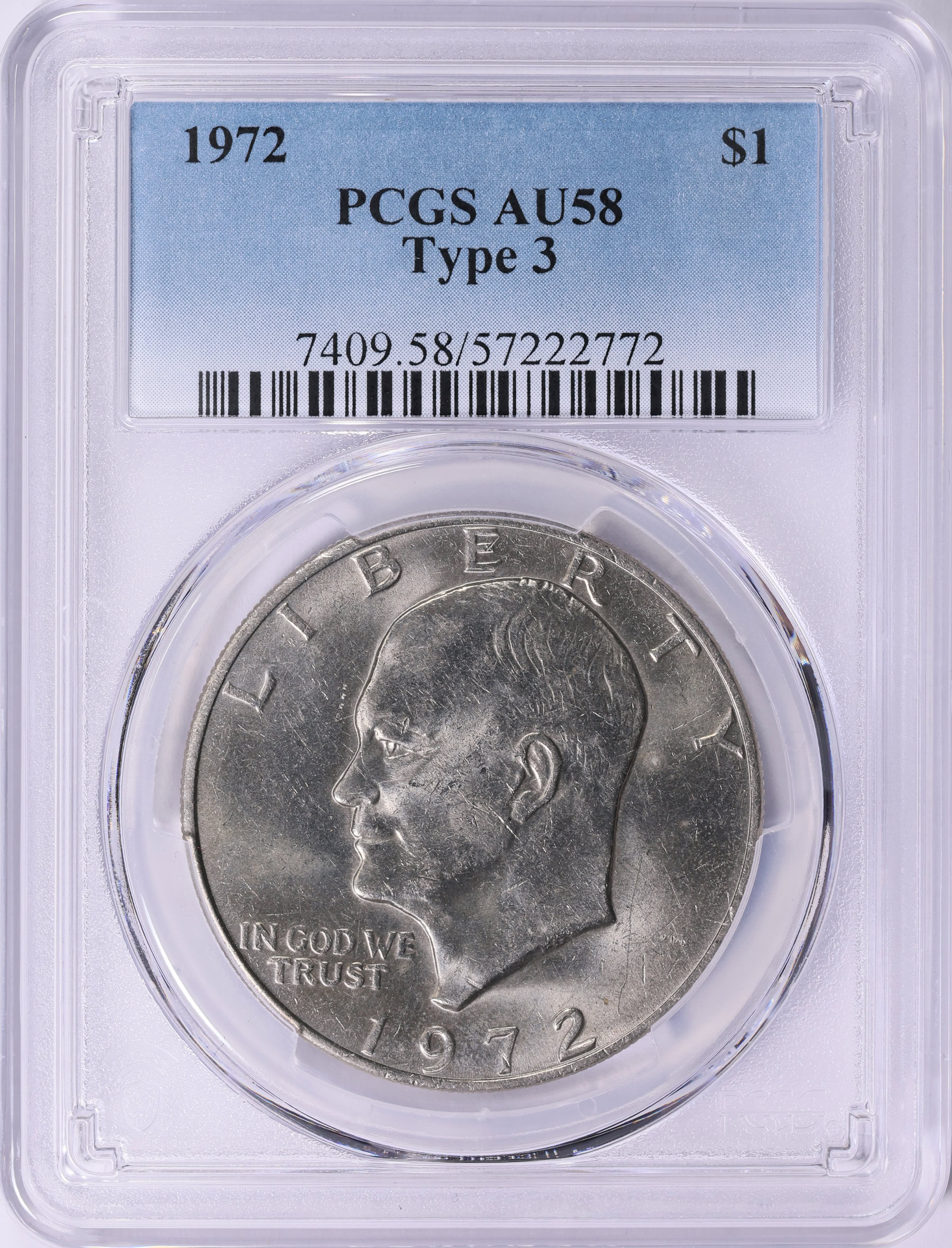 1972 Eisenhower Dollar Type 3 PCGS AU-58 (Item 1905287 ...