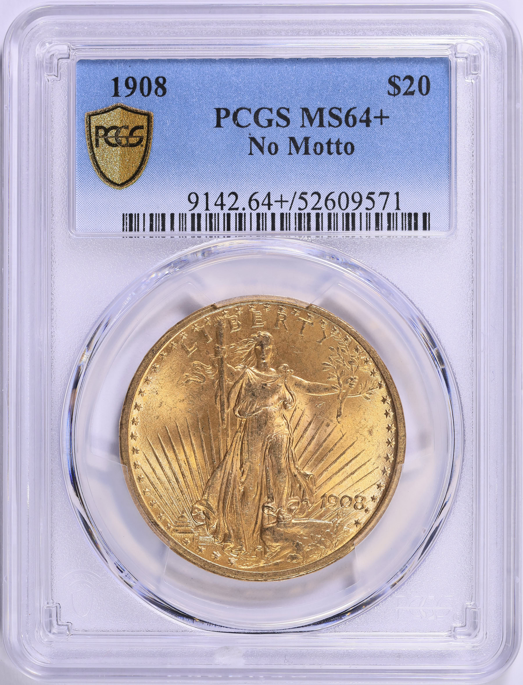 1908 Saint-Gaudens Gold Double Eagle No Motto PCGS MS-64+ (Item 1905305) | GreatCollections Coin ...