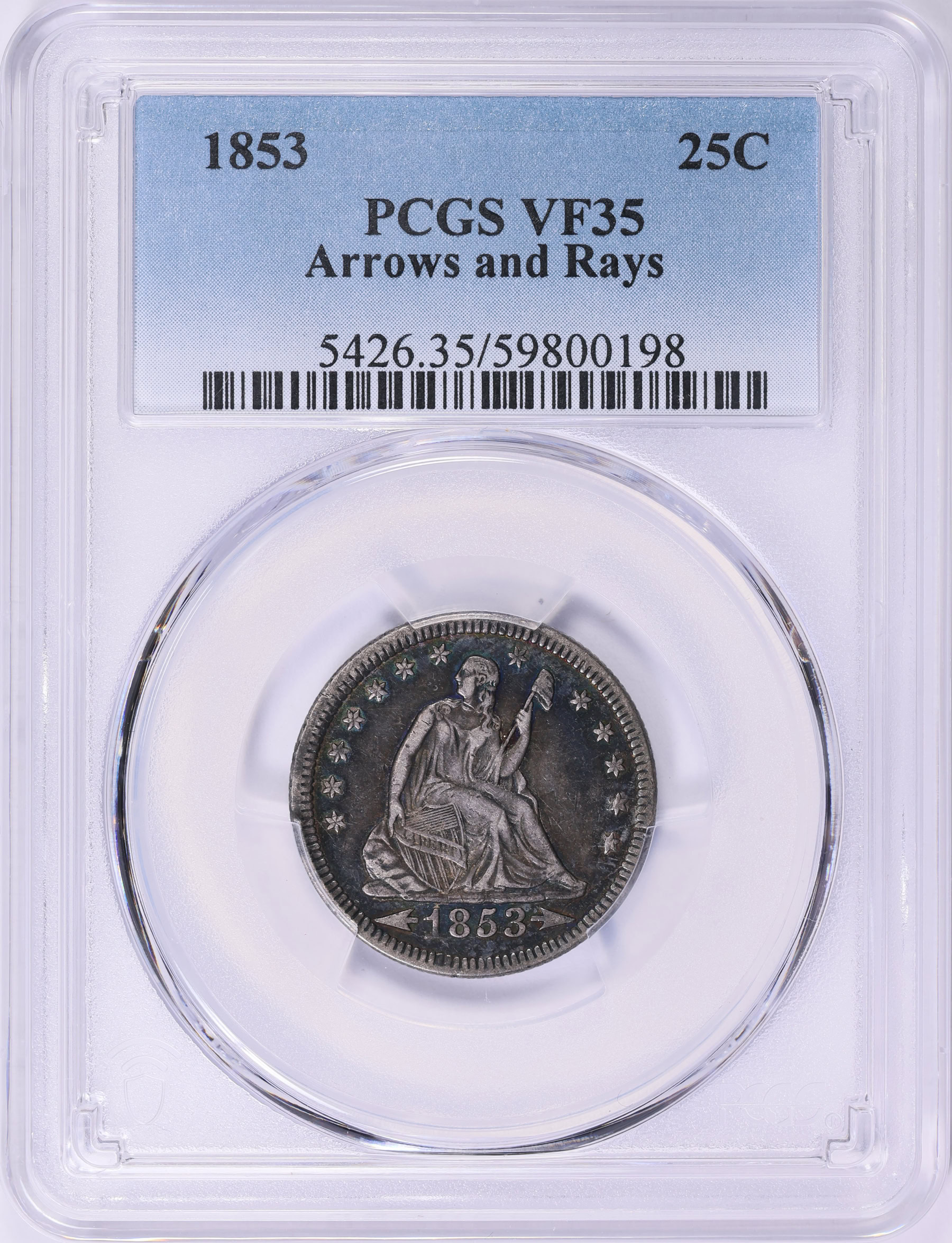 1853 Seated Liberty Quarter Arrows and Rays PCGS VF-35 (Item 1905314 ...