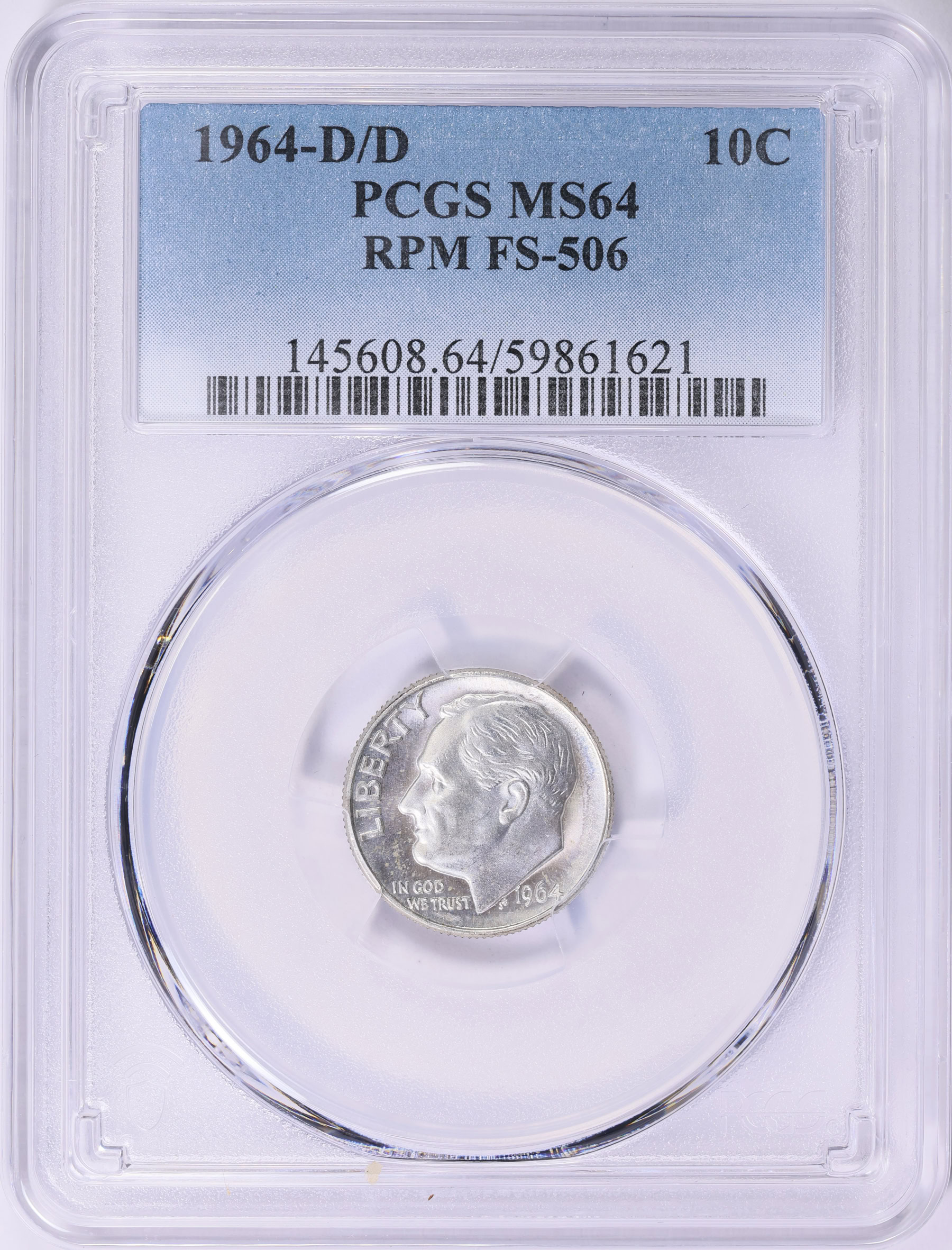 1964-D/D Roosevelt Dime Repunched Mintmark FS-506 PCGS MS-64 (Item 1905440) | GreatCollections ...