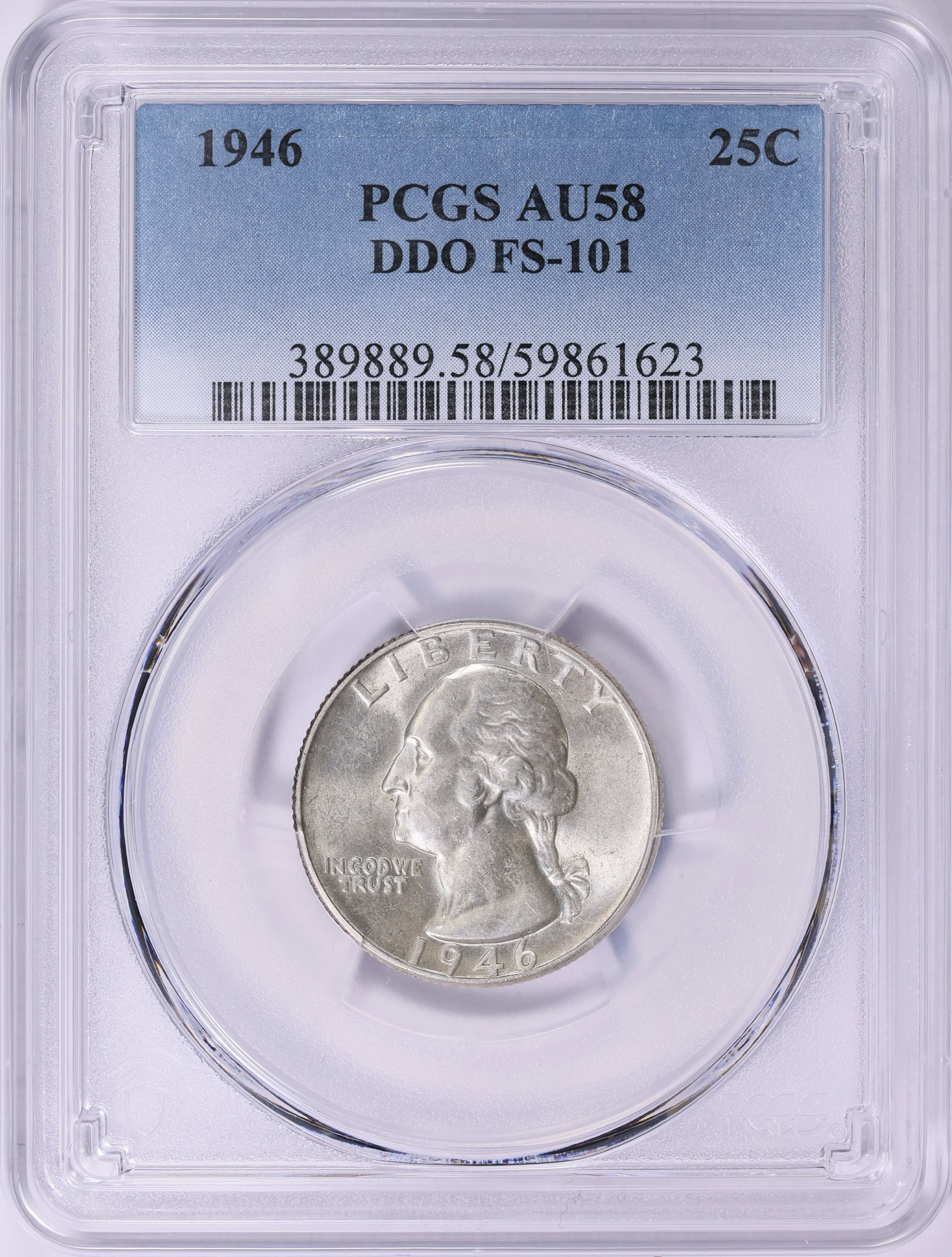 1946 Washington Quarter Doubled Die Obverse FS-101 PCGS AU-58 (Item 1905442) | GreatCollections ...