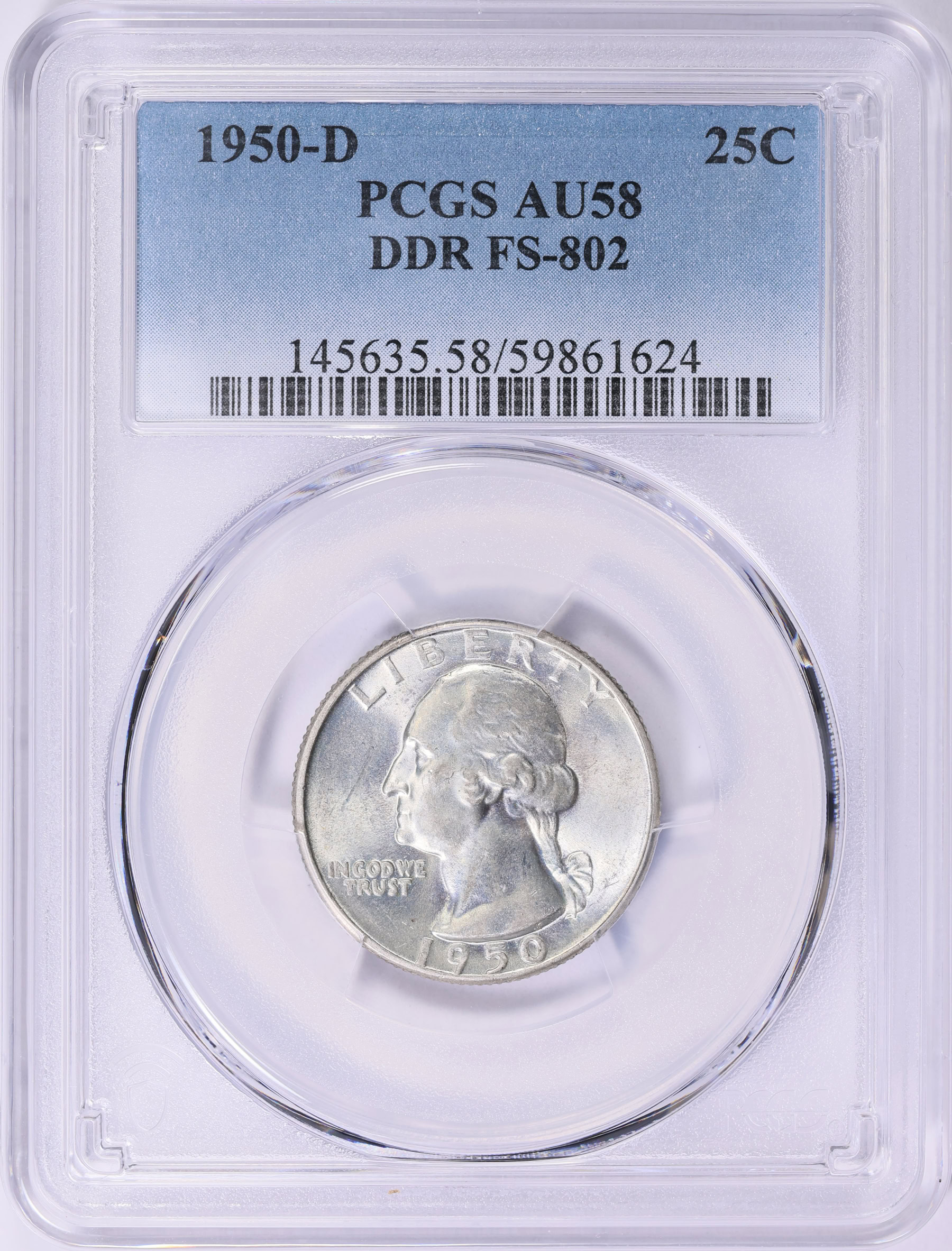 1950-D Washington Quarter Doubled Die Reverse FS-802 PCGS AU-58 (Item ...