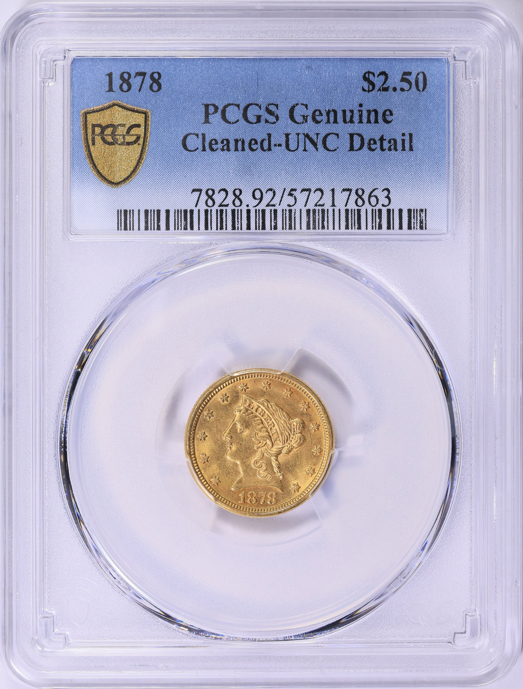 1878 Liberty Gold Quarter Eagle PCGS Genuine Unc Details (Item 1905512) | GreatCollections Coin ...