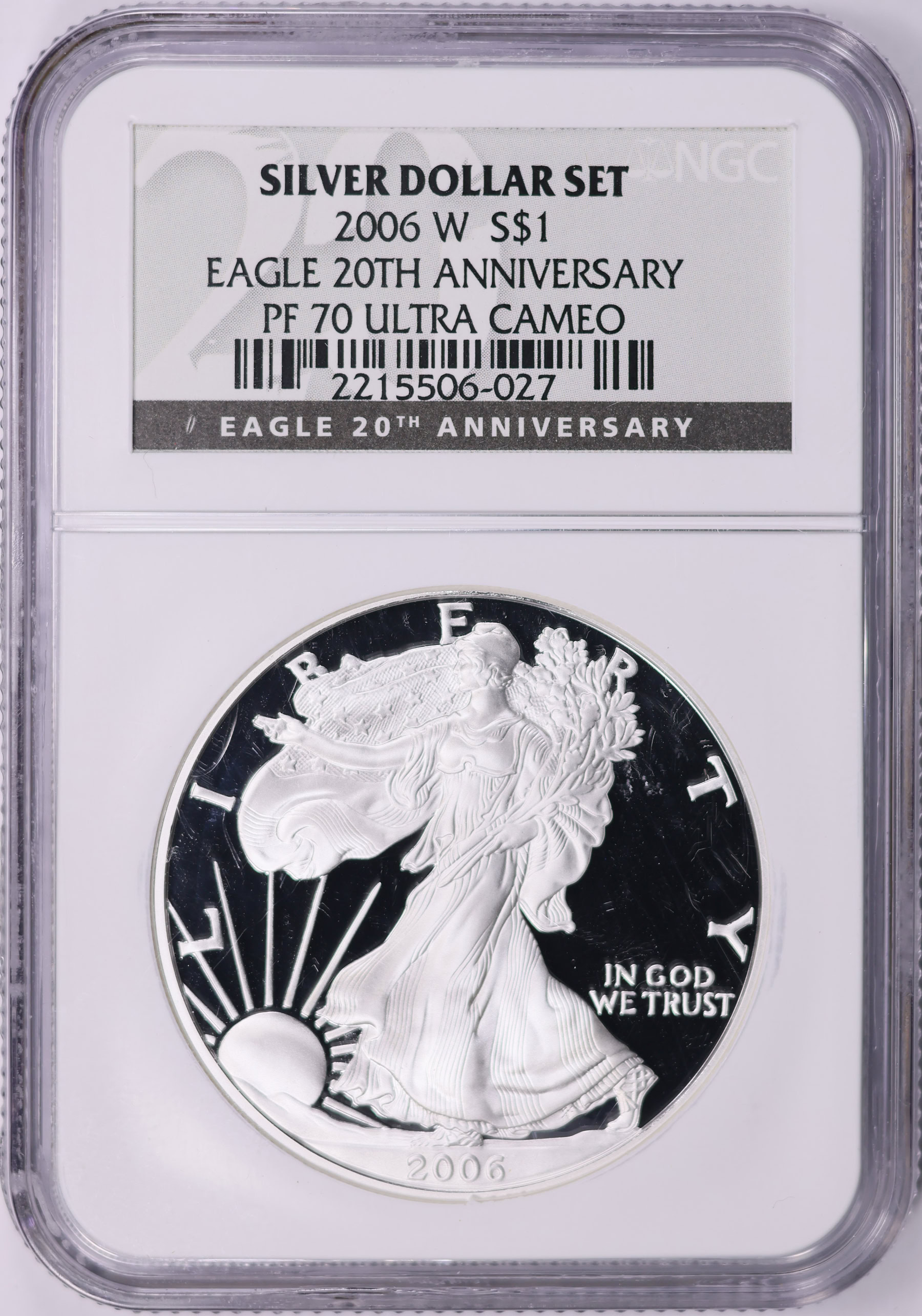 2006-W $1 Silver Eagle 20th Anniversary NGC Proof-70 UC (Item 1906017) | GreatCollections Coin ...