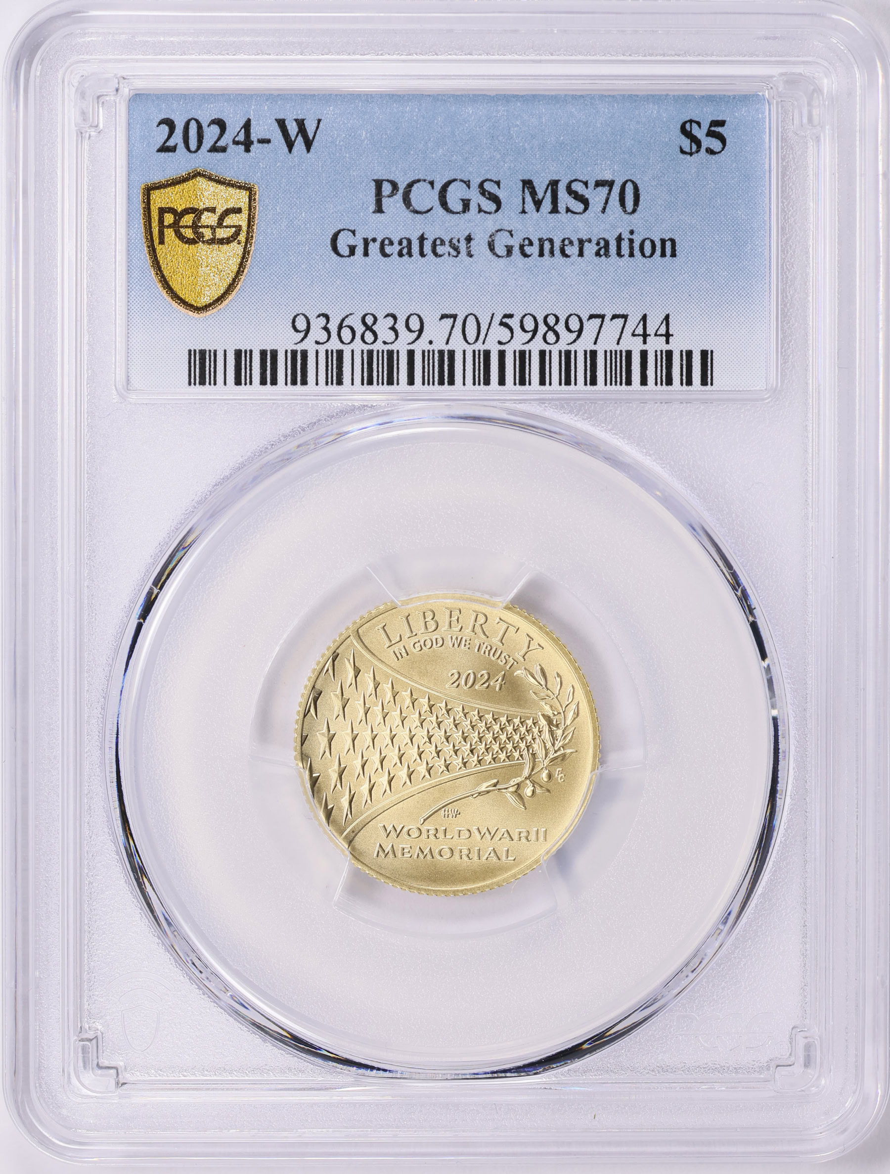 2024-W Greatest Generation $5 Gold PCGS MS-70 | PCGS Cert #59897744 ...