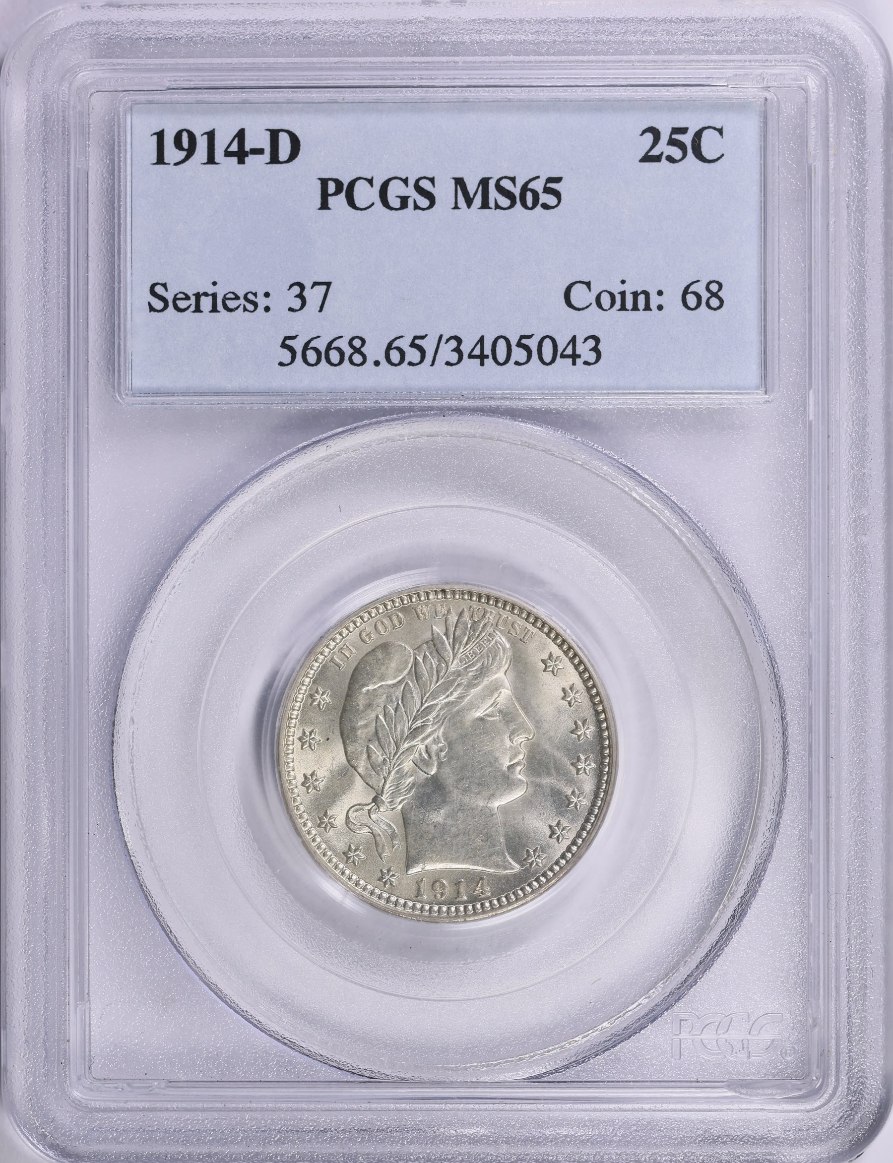 1914-D Barber Quarter PCGS MS-65 (Item 1906111) | GreatCollections Coin Auctions