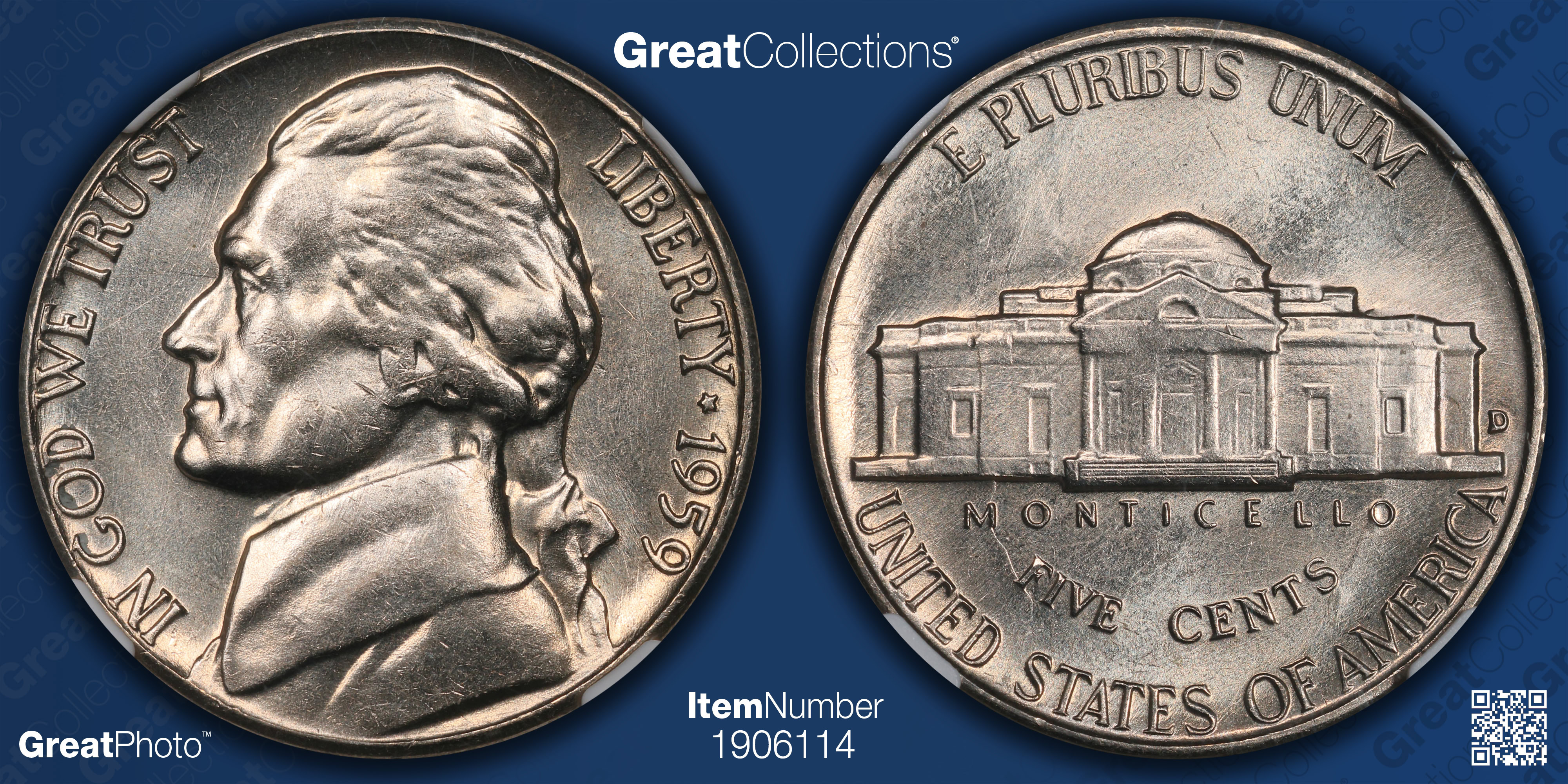 1959-D Jefferson Nickel NGC MS-66 5FS (Item 1906114) | GreatCollections ...