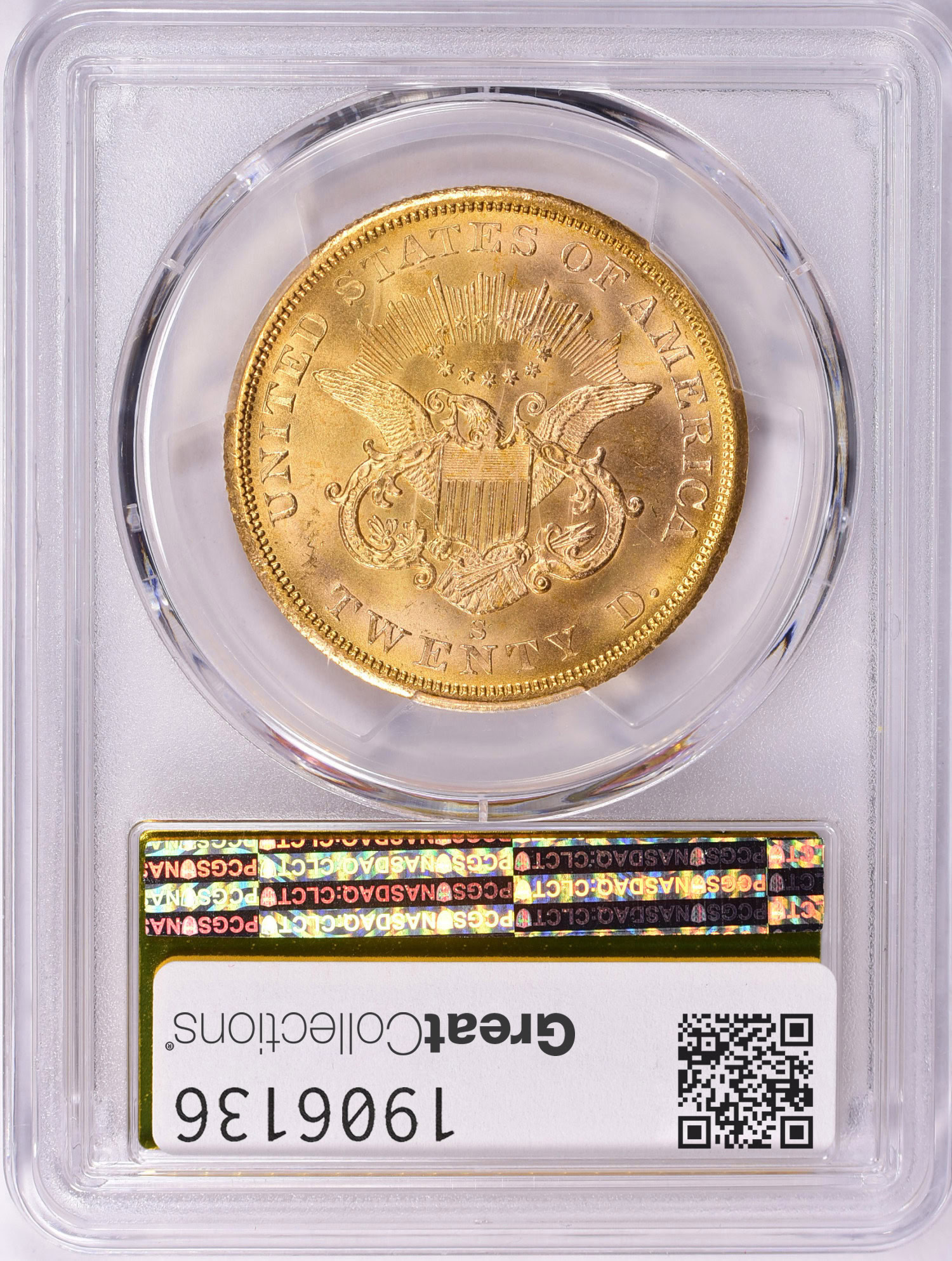 1857-S Liberty Gold Double Eagle Shipwreck S.S. Central America 20A ...