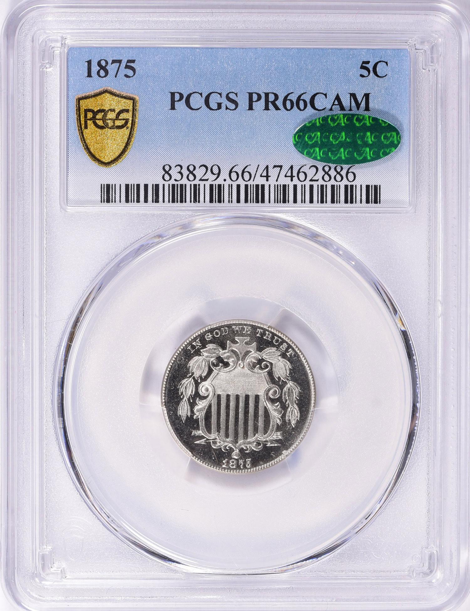 1875 Shield Nickel PCGS Proof-66 CAMEO (CAC Green) (Item 1906149 ...