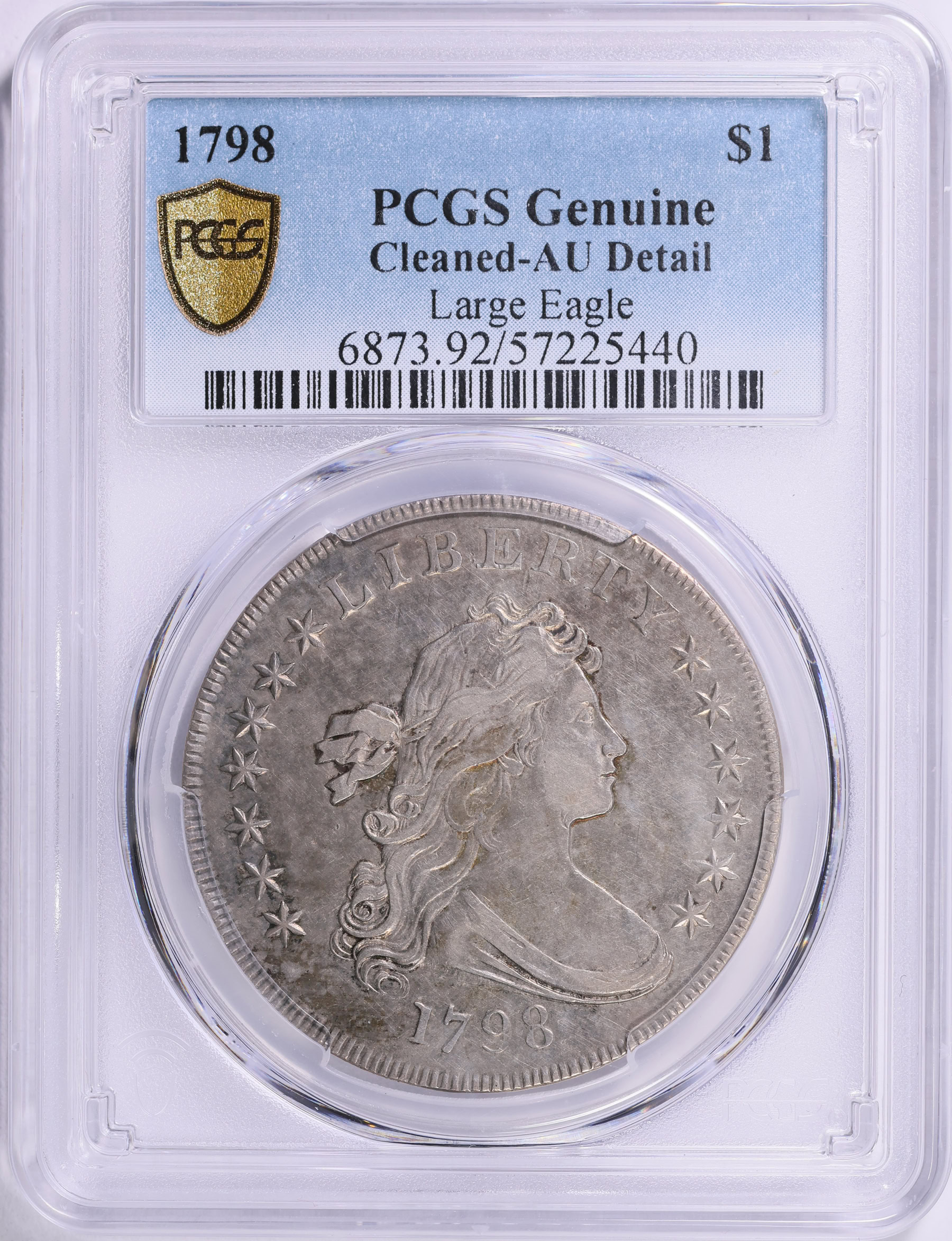1798 Draped Bust Silver Dollar Large Eagle PCGS Genuine AU Details ...