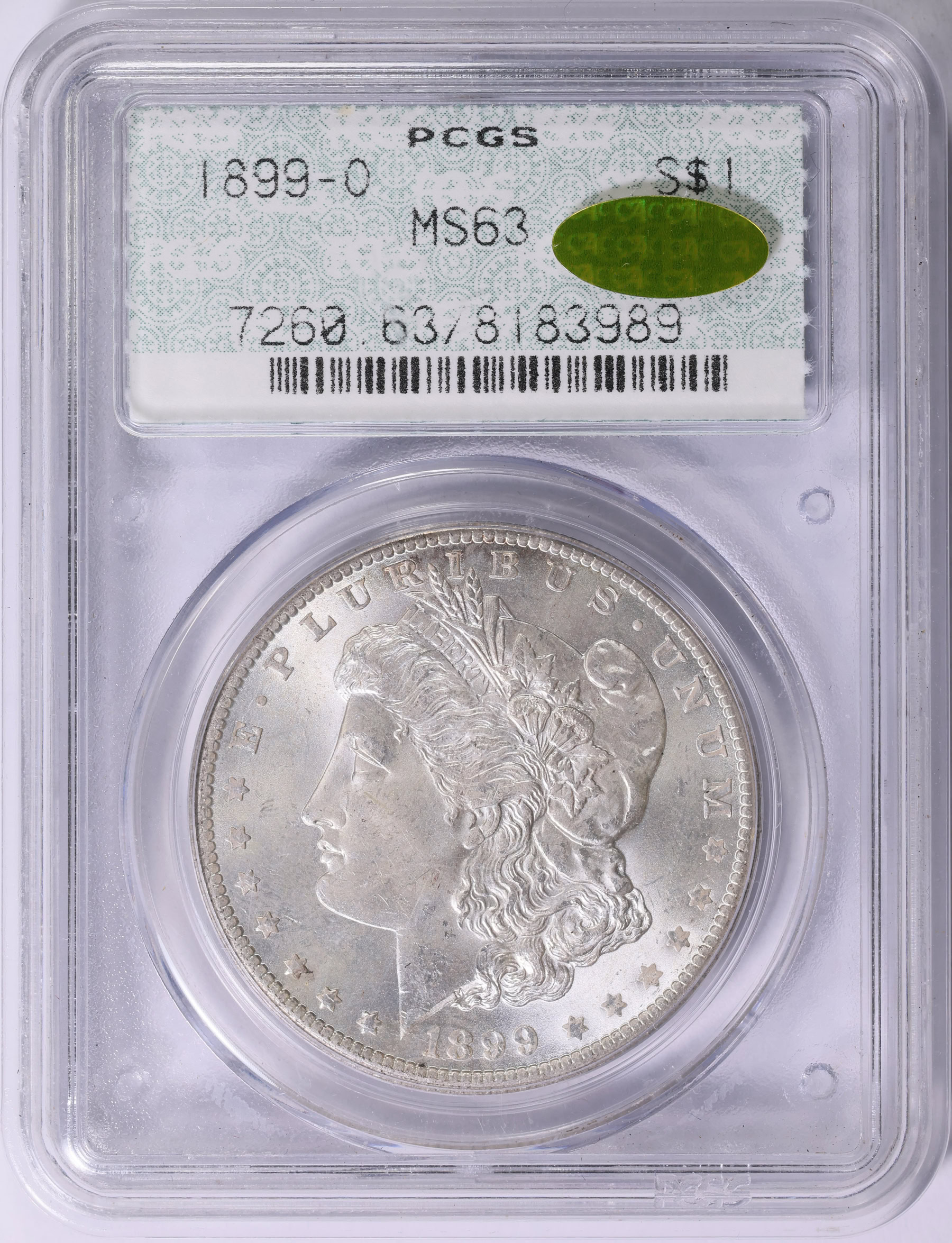 1899-O Morgan Silver Dollar PCGS MS-63 (CAC Gold) OGH (Doily) (Item ...