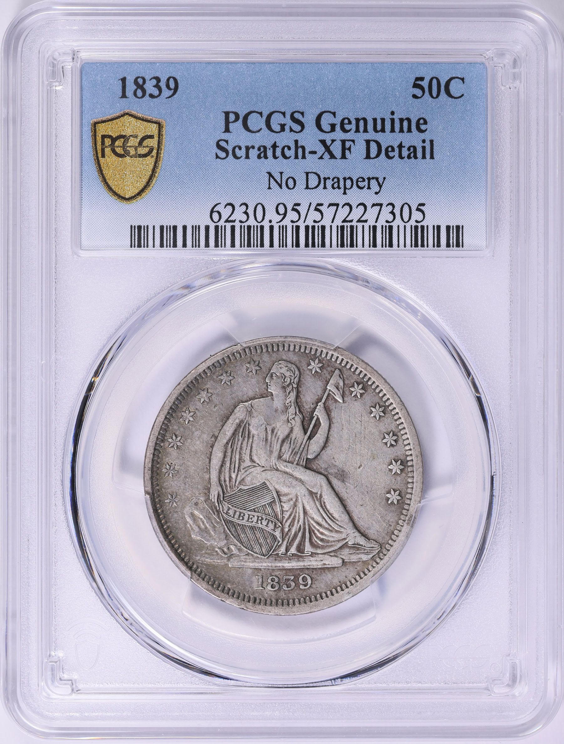 1839 Seated Liberty Half Dollar No Drapery PCGS Genuine XF Details (Item 1906302 ...