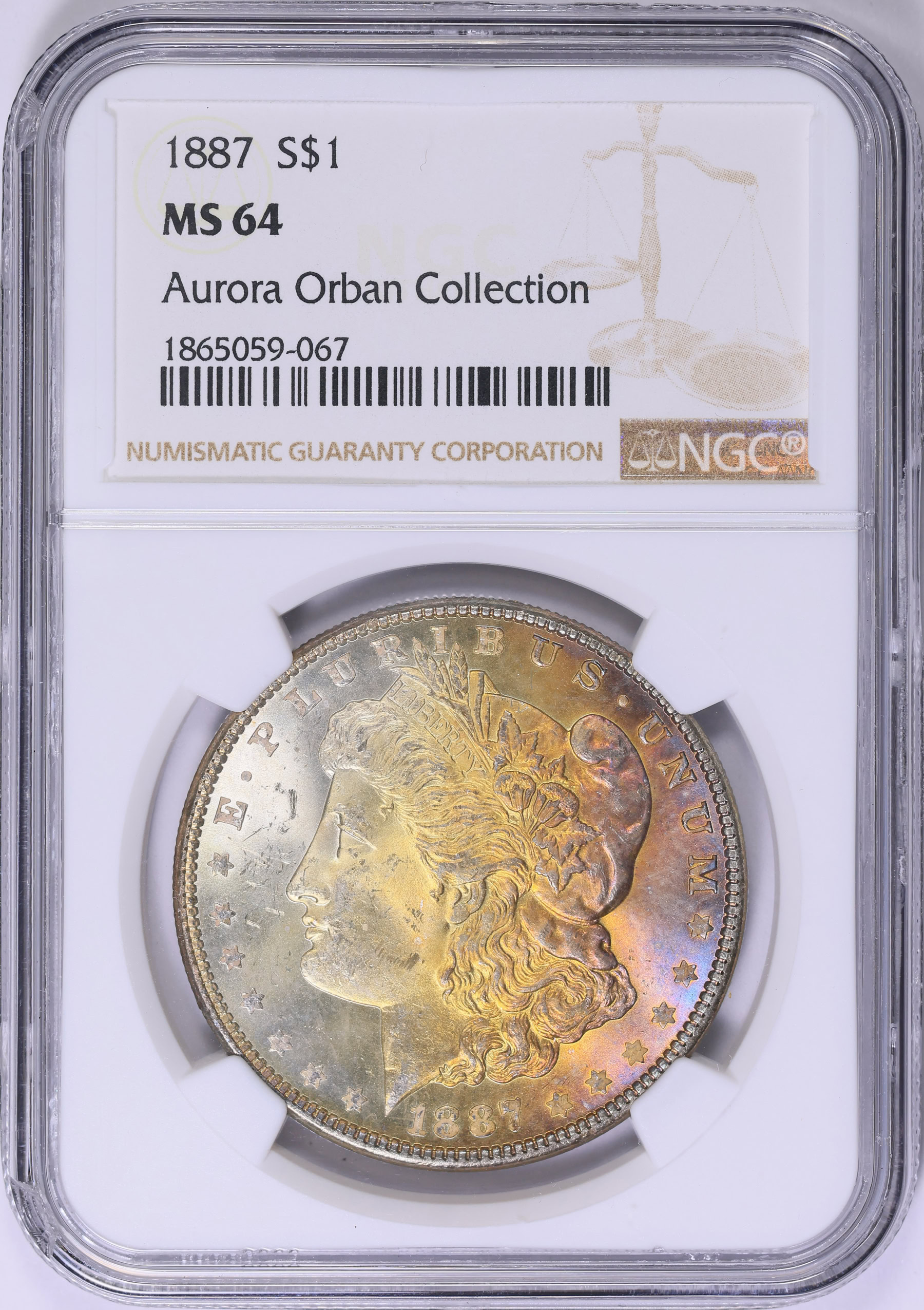 1887 Morgan Silver Dollar NGC MS-64 (Toned) (Aurora Orban Collection ...