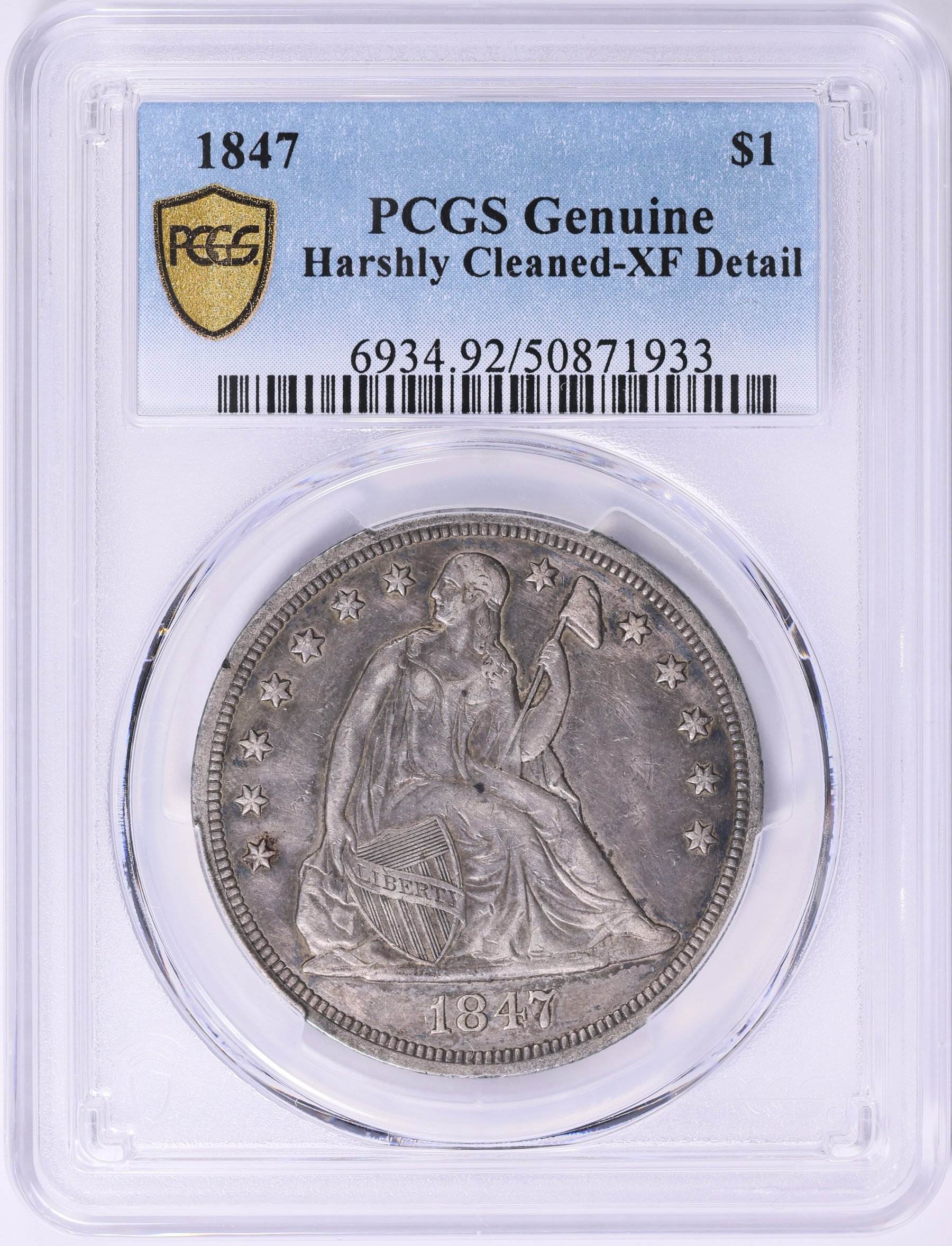 1847 Seated Liberty Silver Dollar PCGS Genuine XF Details (Item 1906749 ...