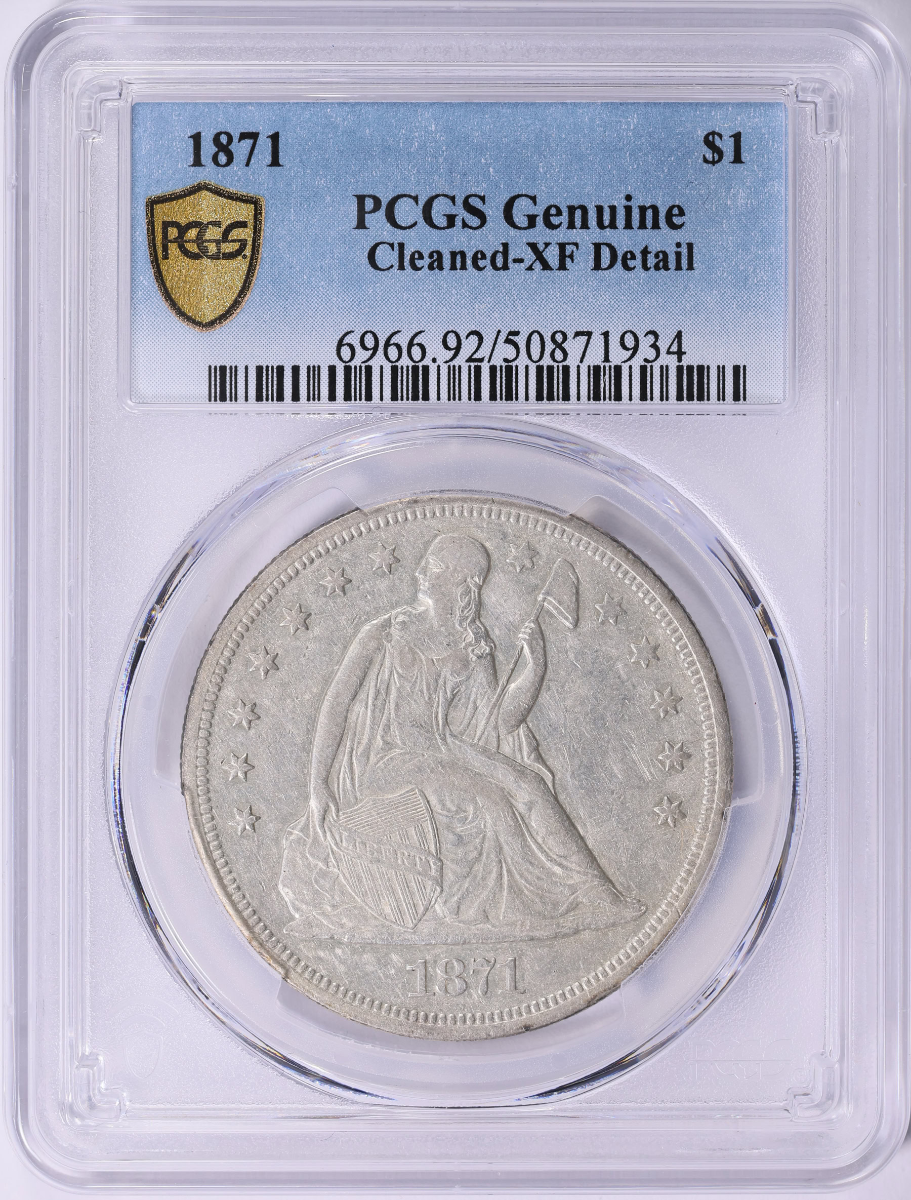 1871 Seated Liberty Silver Dollar PCGS Genuine XF Details (Item 1906751 ...