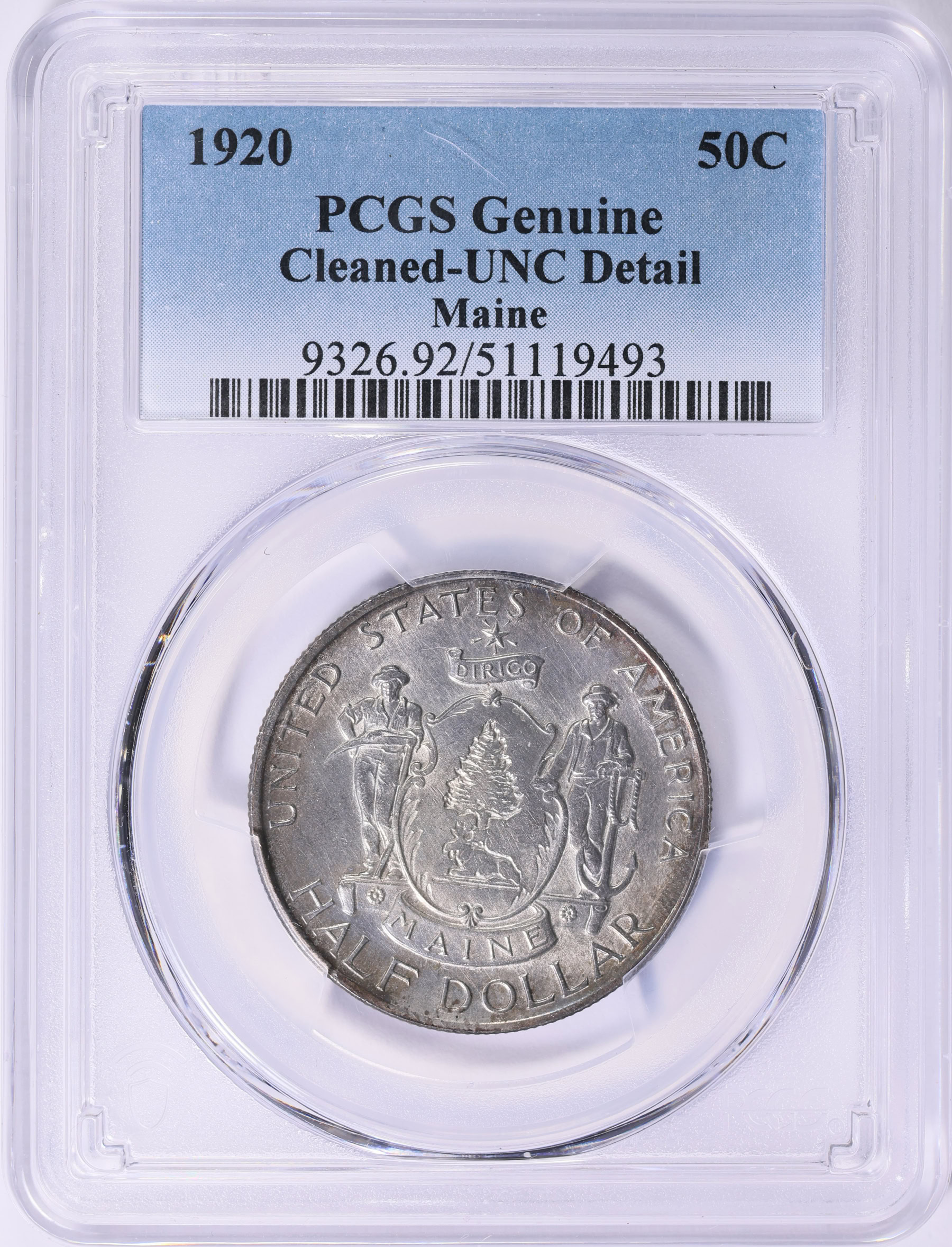 1920 Maine Centennial Half Dollar PCGS Genuine Unc Details (Item ...