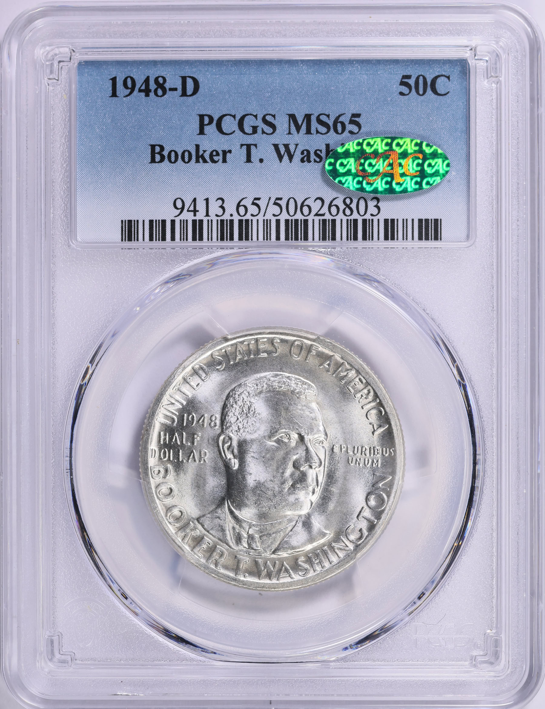 1948-D Booker T. Washington Memorial Half Dollar PCGS MS-65 (CAC Green ...
