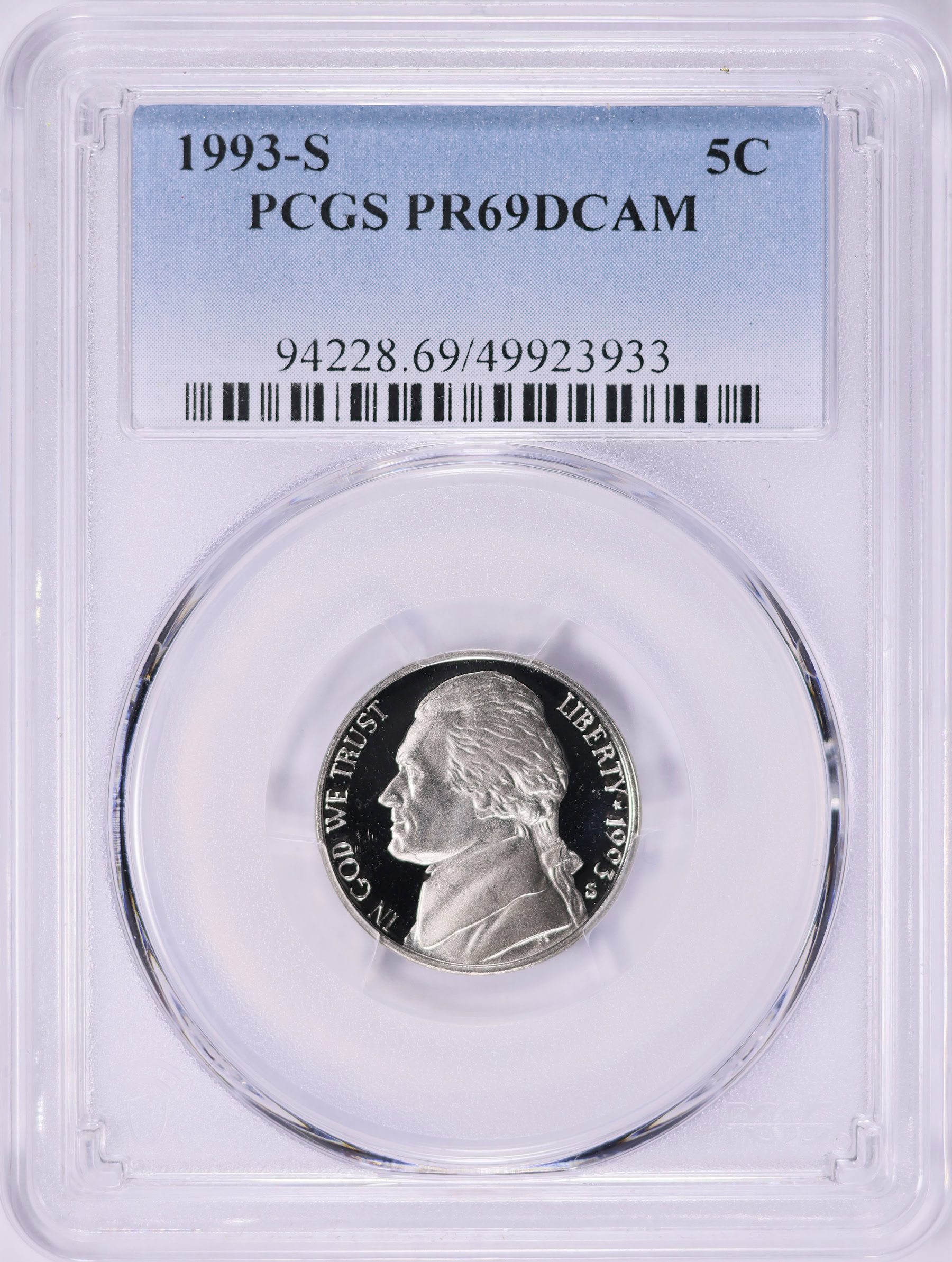 1993-S Jefferson Nickel PCGS Proof-69 DCAM (Item 1906864 ...