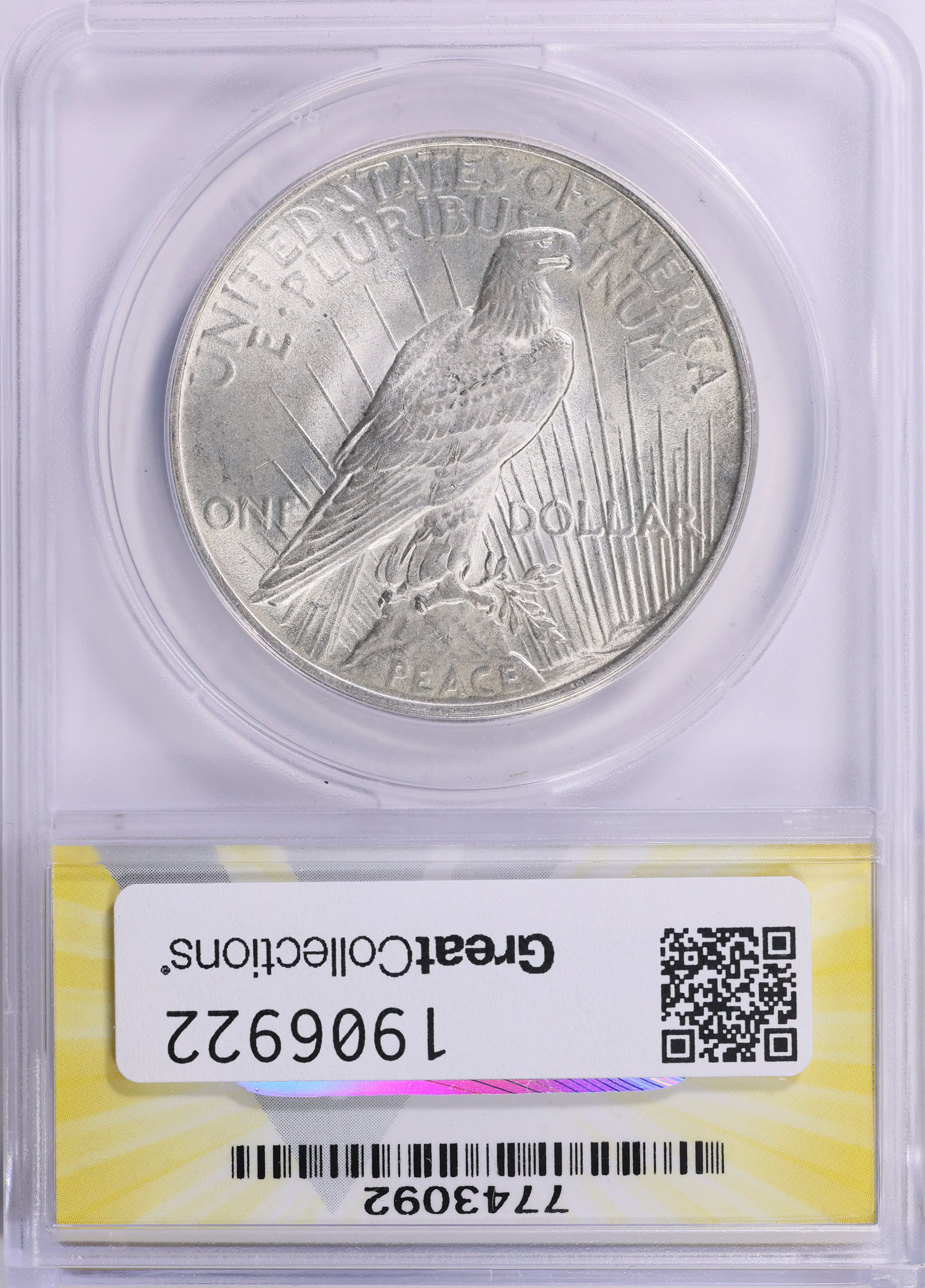 1925 Peace Silver Dollar ANACS MS-63 (Item 1906922) | GreatCollections Coin Auctions