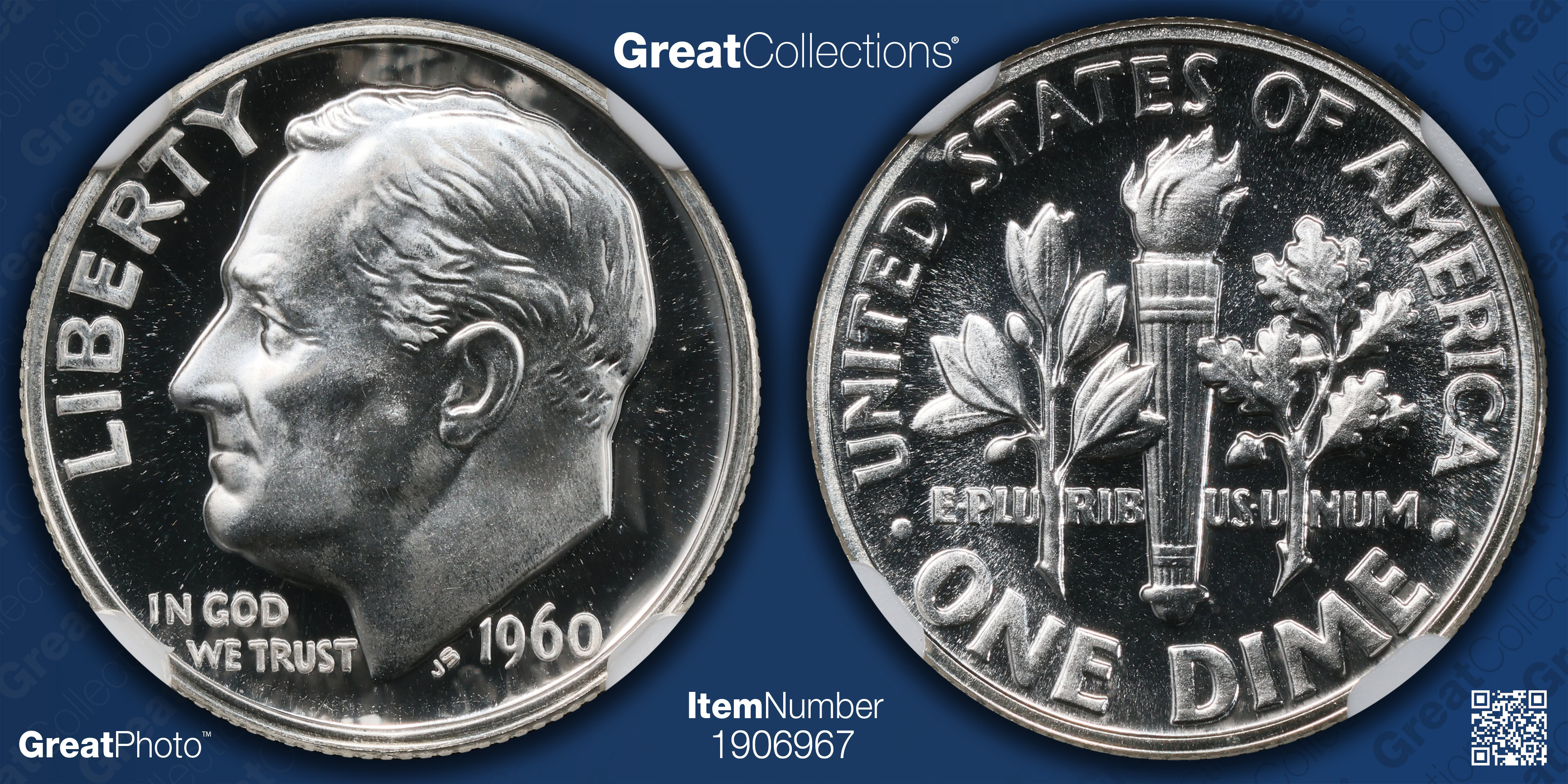 1960 Roosevelt Dime NGC Proof-69 ★ (Item 1906967) | GreatCollections ...