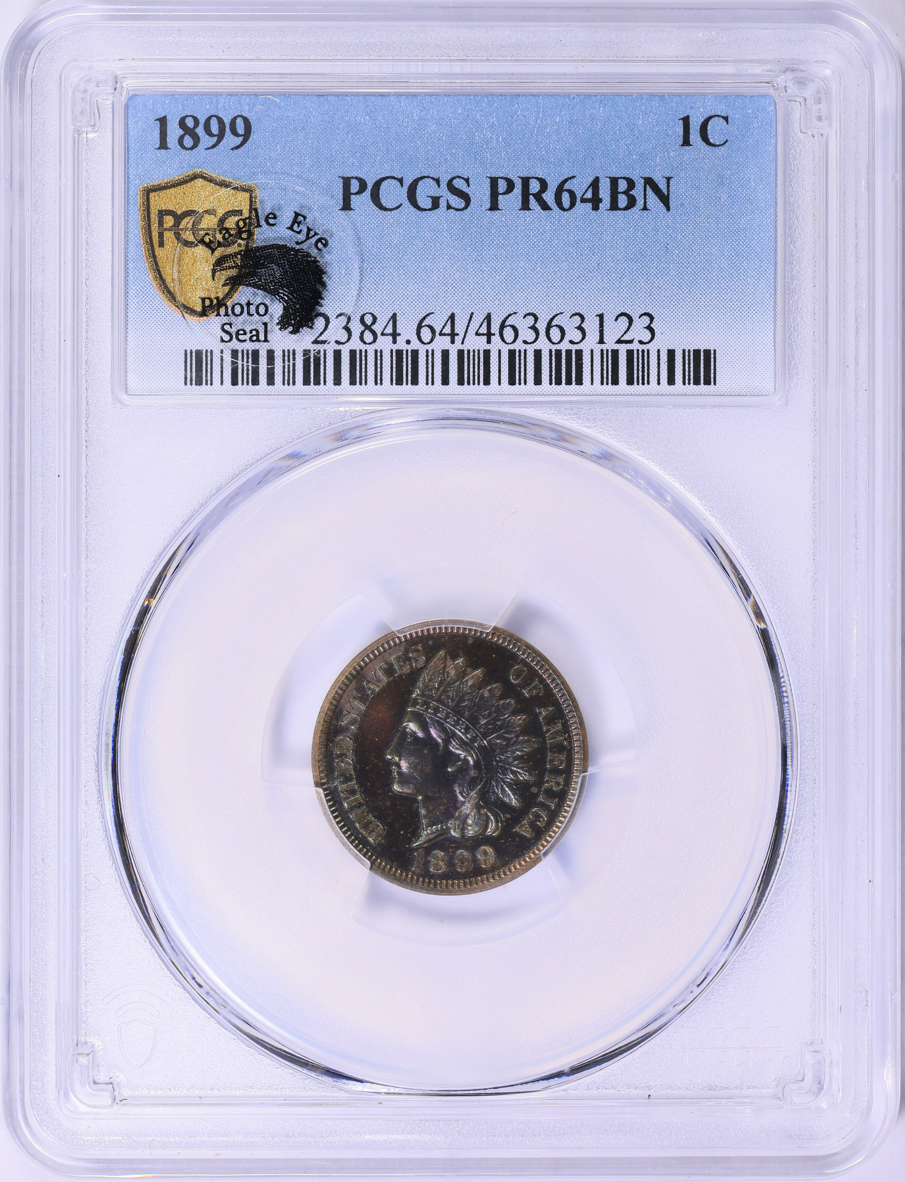 1899 Indian Cent PCGS Proof-64 BN (Toned) (Eagle Eye Seal) (Item 1907038) | GreatCollections ...