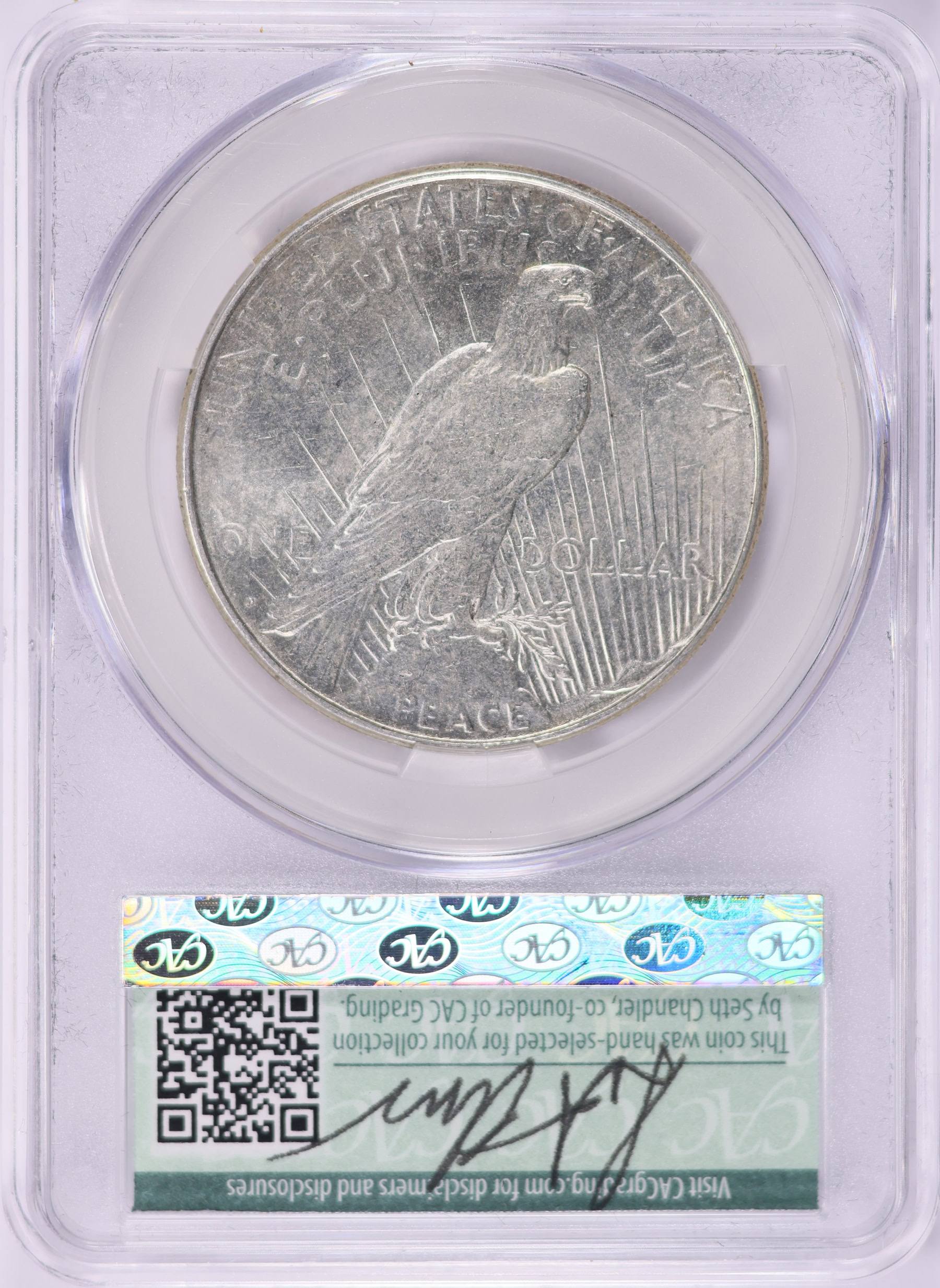1923-D Peace Silver Dollar CACG AU-55 (WitterBrick, Signed Seth ...