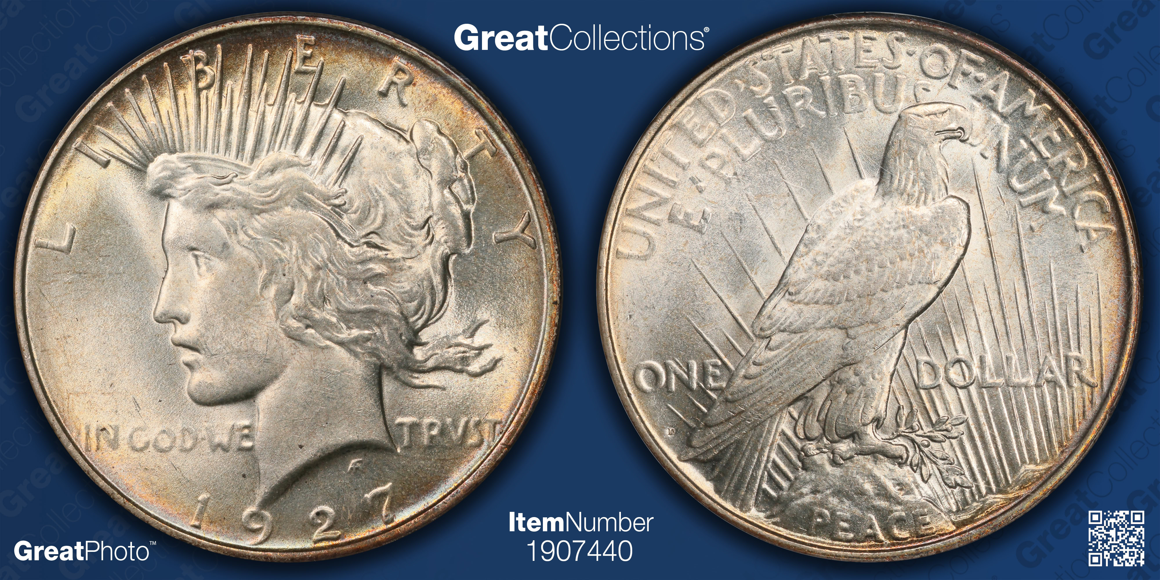 1927-D Peace Silver Dollar NGC AU-58 (Item 1907440) | GreatCollections ...