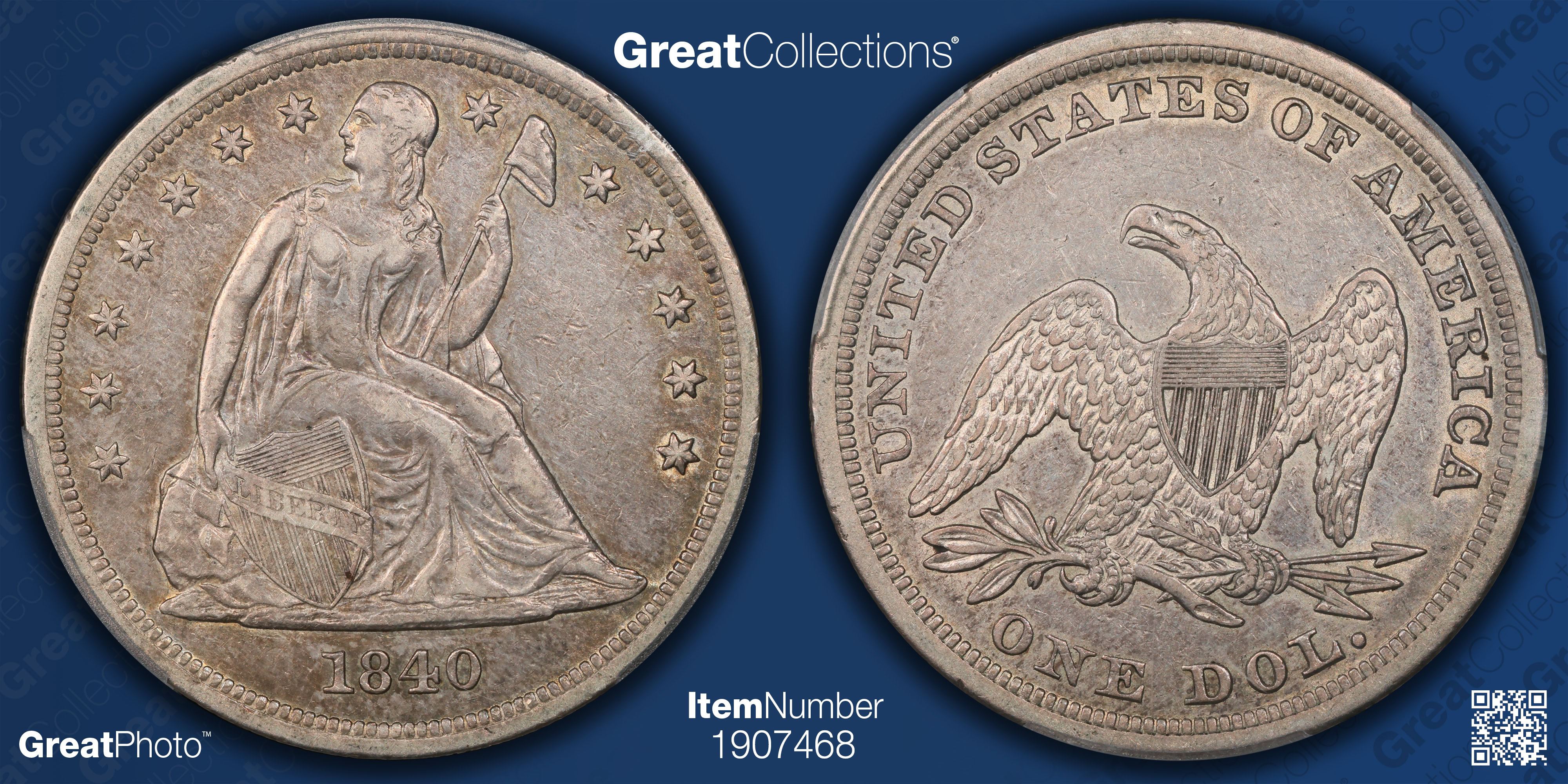 1840 Seated Liberty Silver Dollar PCGS XF-45 (Item 1907468 ...